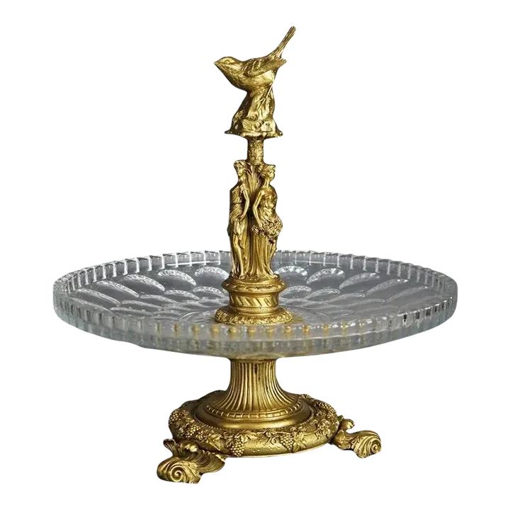 Antique Figural Three Graces Gilt Bronze & Cut Glass Tazza Centerpiece ...