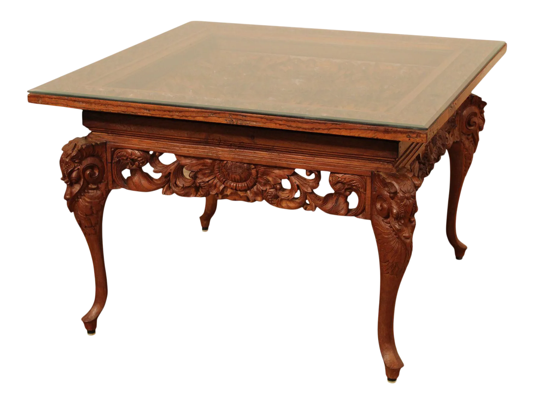 Vintage High Chinese Lotus Flower Coffee Table | Chairish