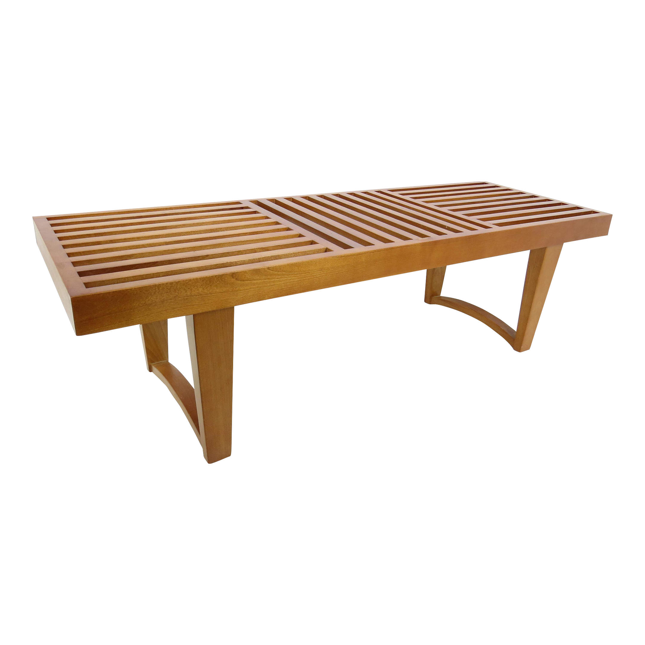 Modern George Nelson Style Slatted Teak Bench | Chairish