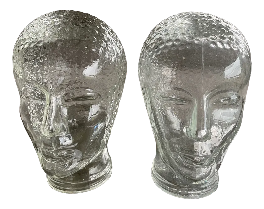 Heads in Molded Glass, Set of 2 | Chairish