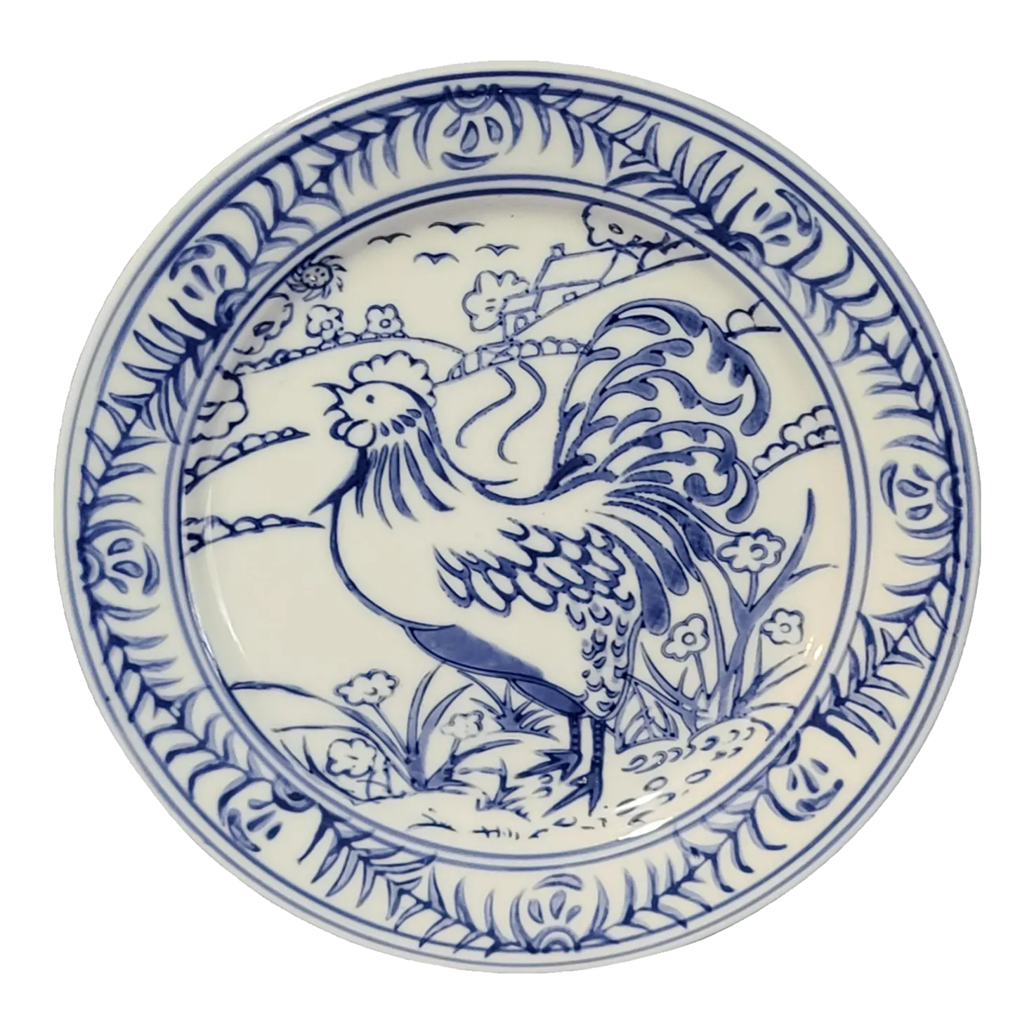 Late 20th Century Williams-Sonoma Country French Blue & White Roosted ...