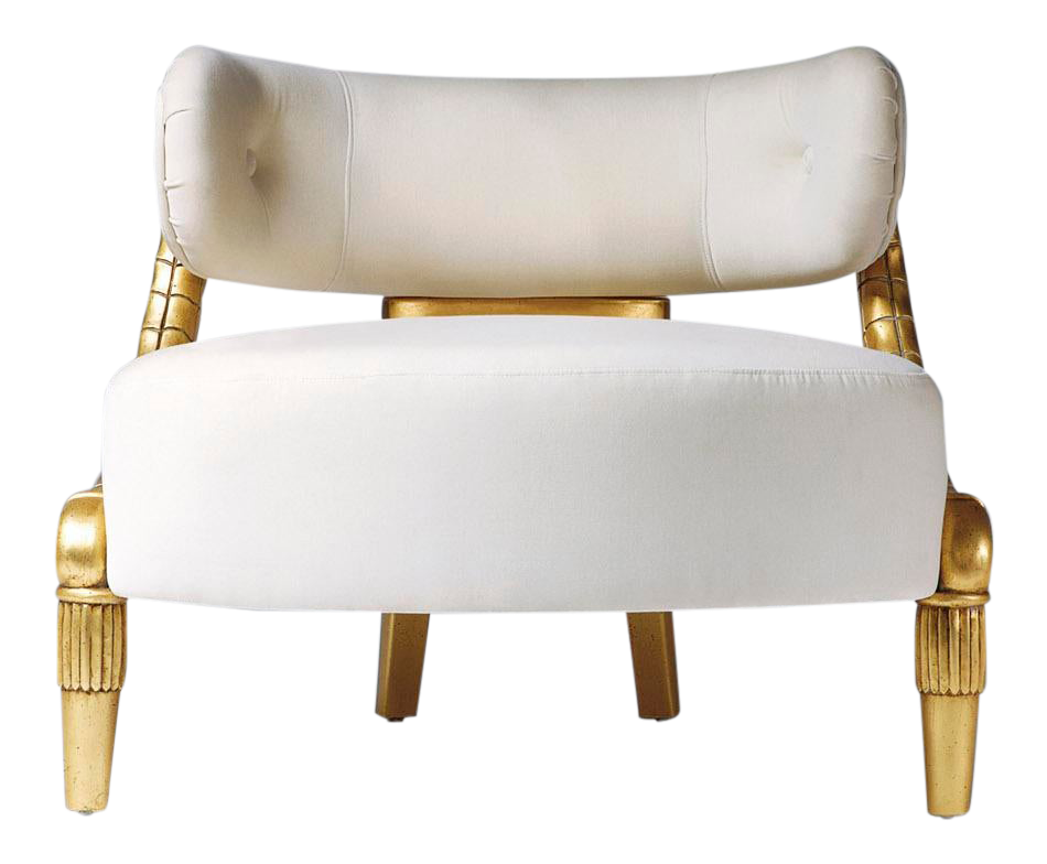Contemporary Low White Armchair | Chairish
