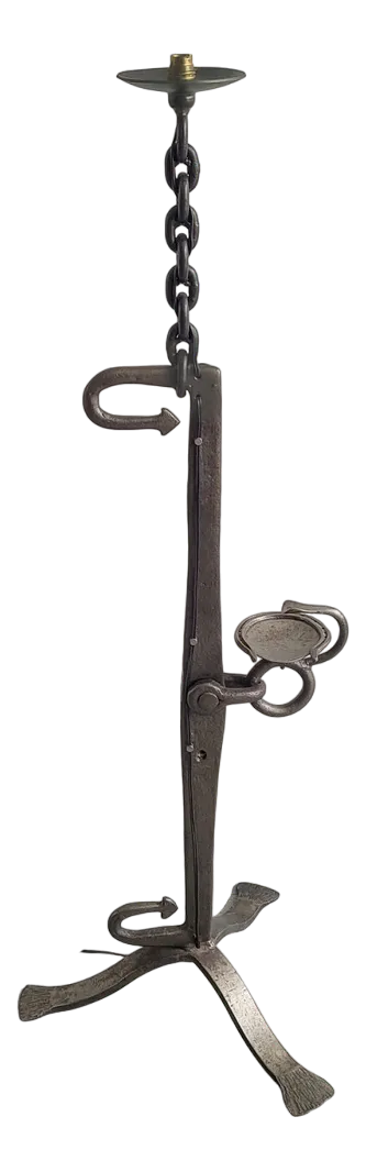 French Brutalist Chain & Arrows Floor Lamp in Iron, 1970s | Chairish