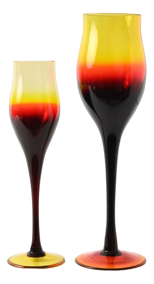 Yellow and Ruby Wine Glasses by Zbignew Horbowy, 1970s, Set of 2 | Chairish