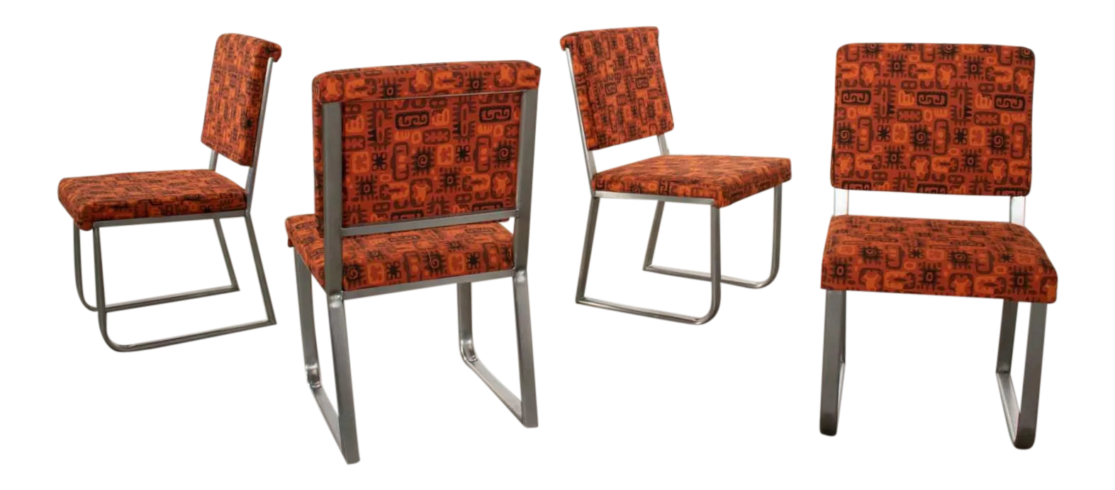 4 Streamline Modern Railroad Dining Car Chairs in Stainless Steel ...