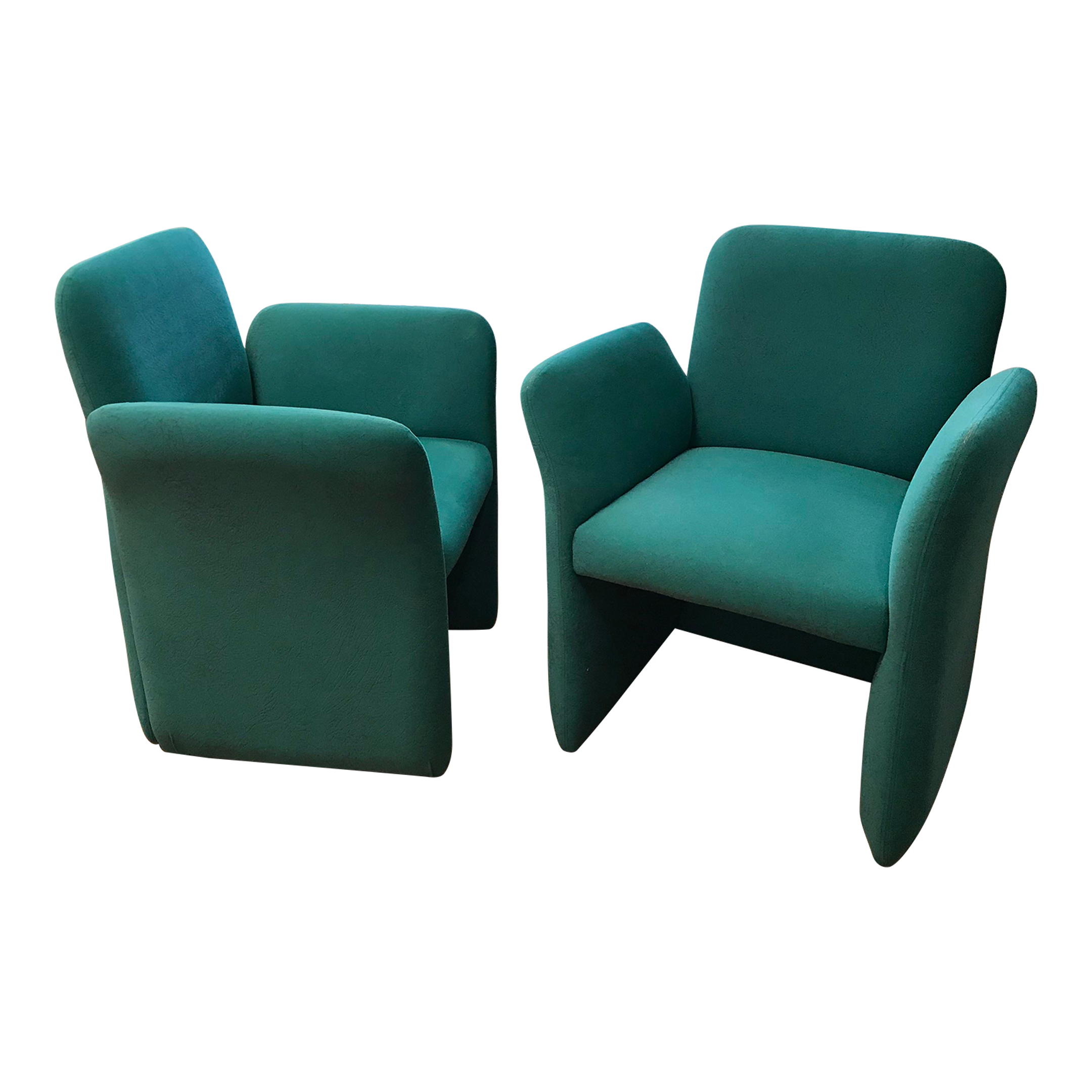 1980s Vintage Turquoise Blue Chiclet Chairs - Set of 2 | Chairish