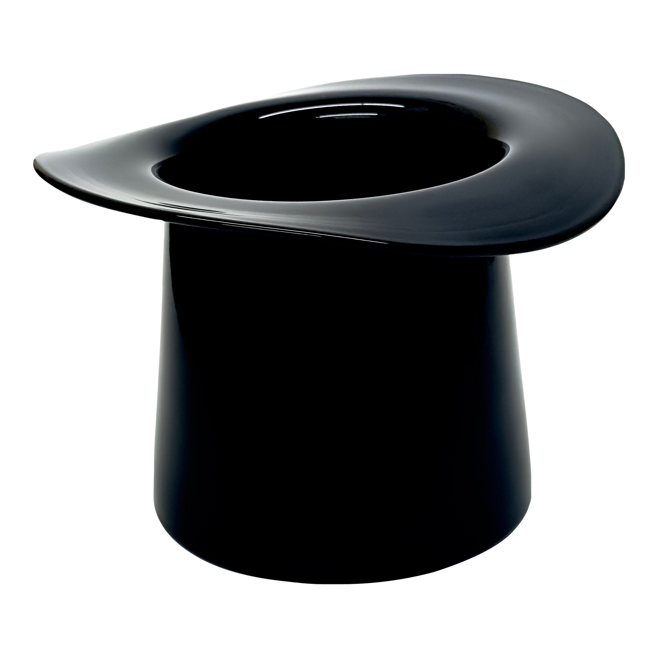 1970s Murano-Style Black Glass Top Hat-Shaped Ice Bucket | Chairish