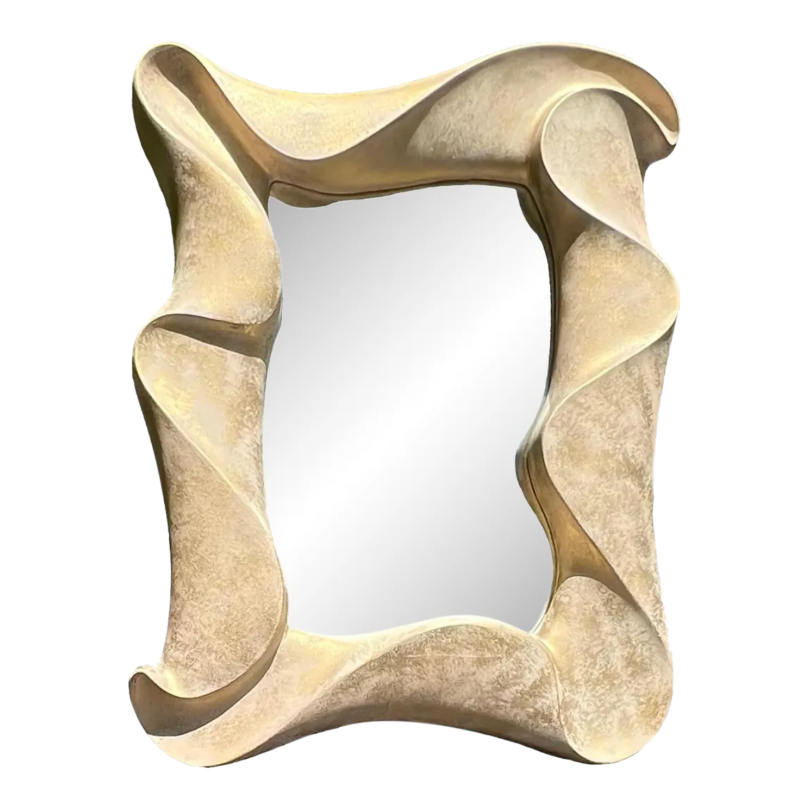 Large 1980s Signed David Marshall Abstract Sculptural Wave Wall Mirror ...