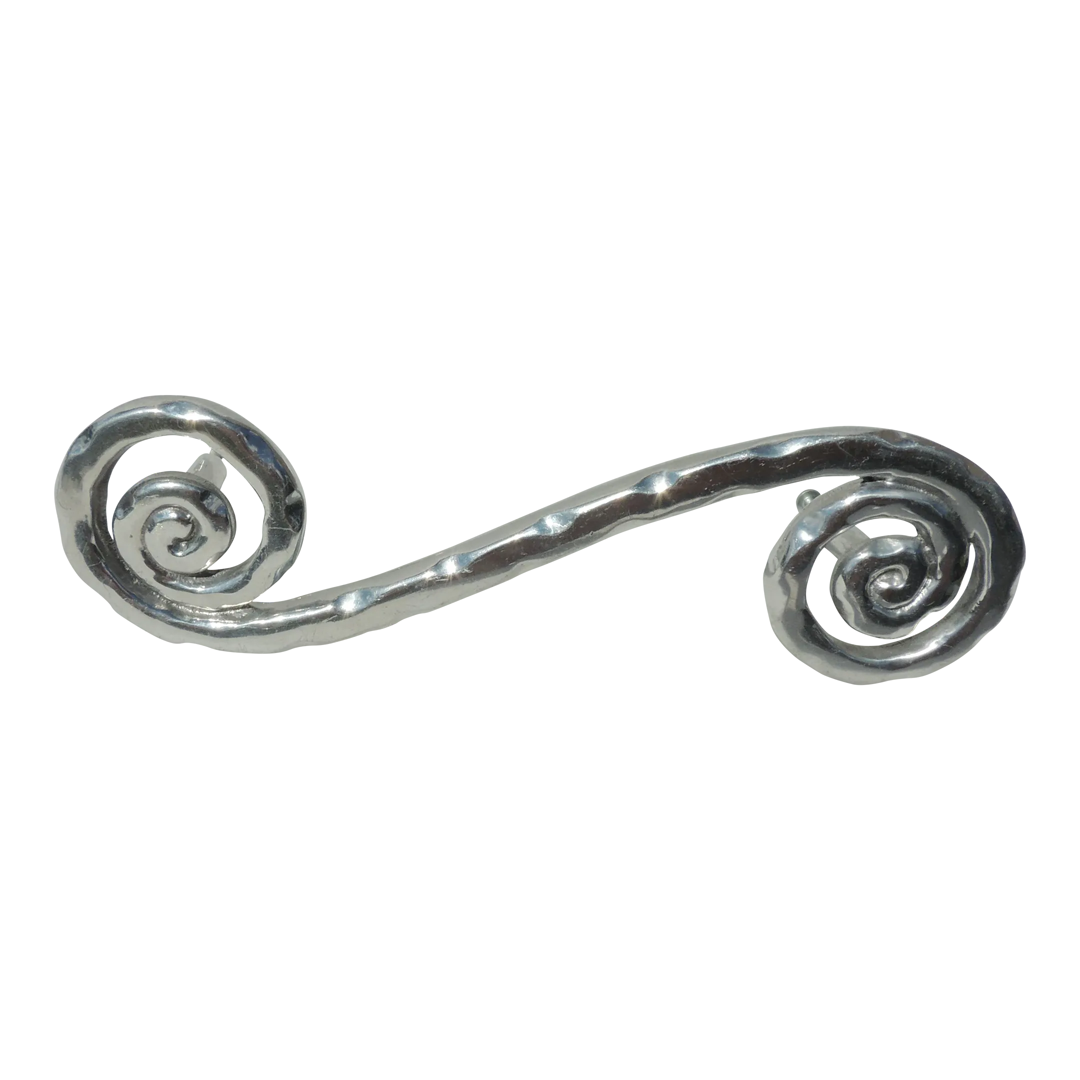 Large Silver Aluminum Scroll Work Furniture Drawer Handle Pull | Chairish