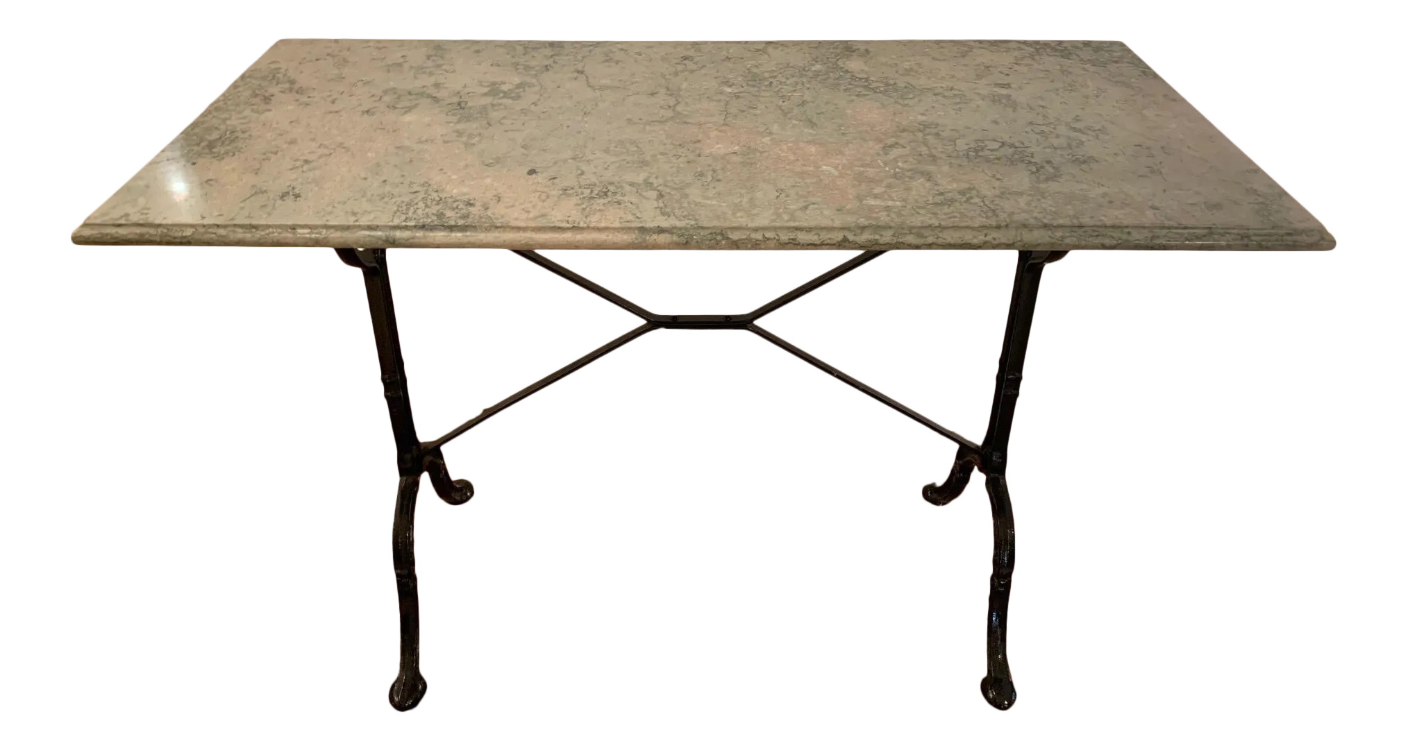 French Marble Top Cafe Table With Iron Base | Chairish