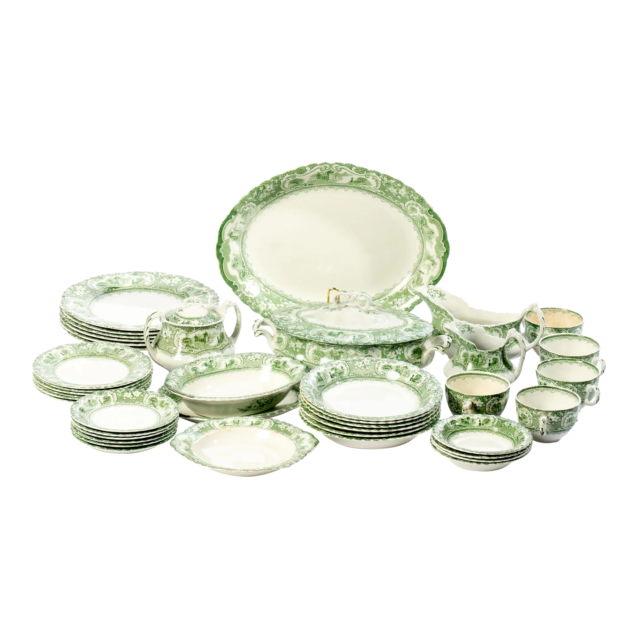 Early 20th Century Wh Grindley & Co Green Transferware Madrid Pattern ...