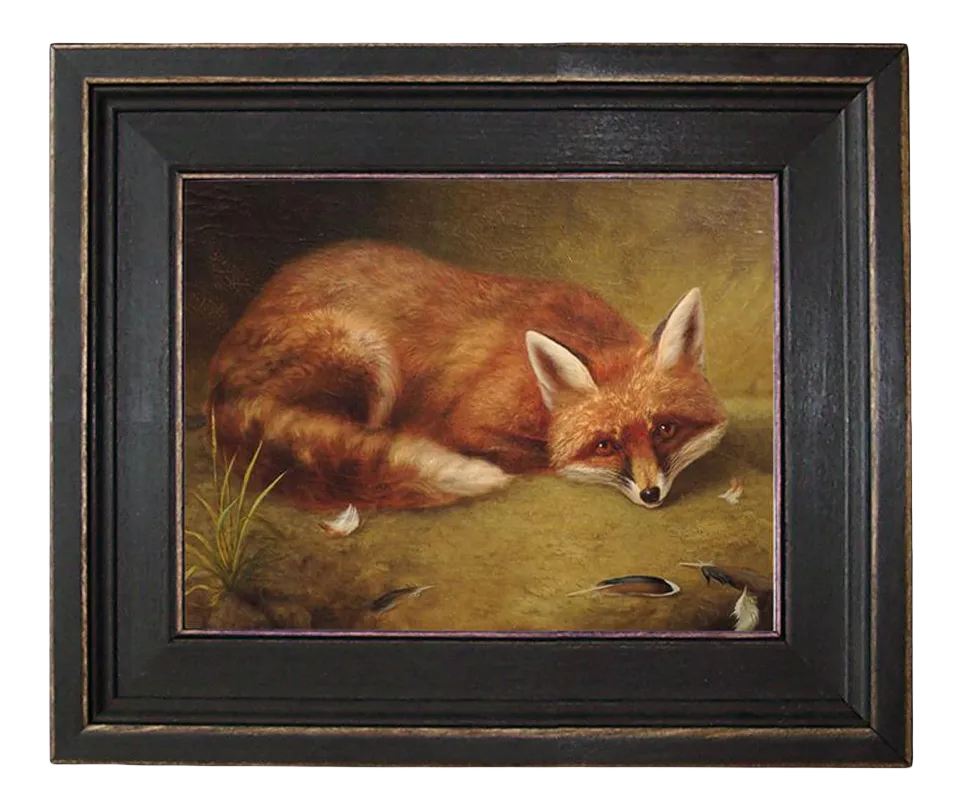 "Fox's Meal" Contemporary Reproduction Print on Canvas, Framed | Chairish