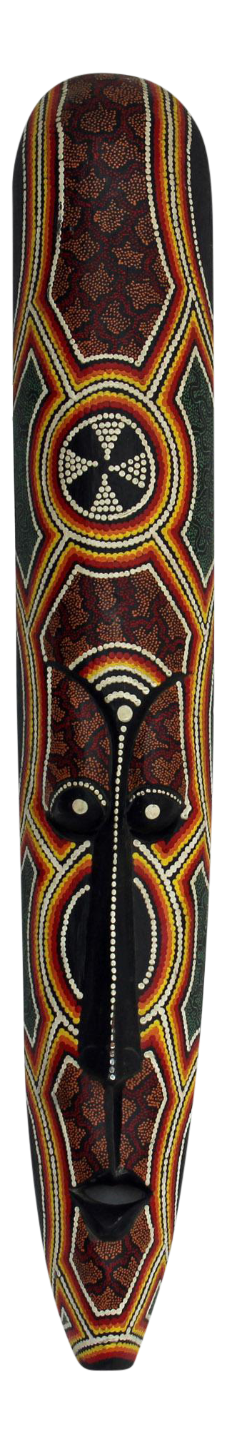 Handmade Tribal Wood Oval Multi-color Face Mask Wall Display Art | Chairish
