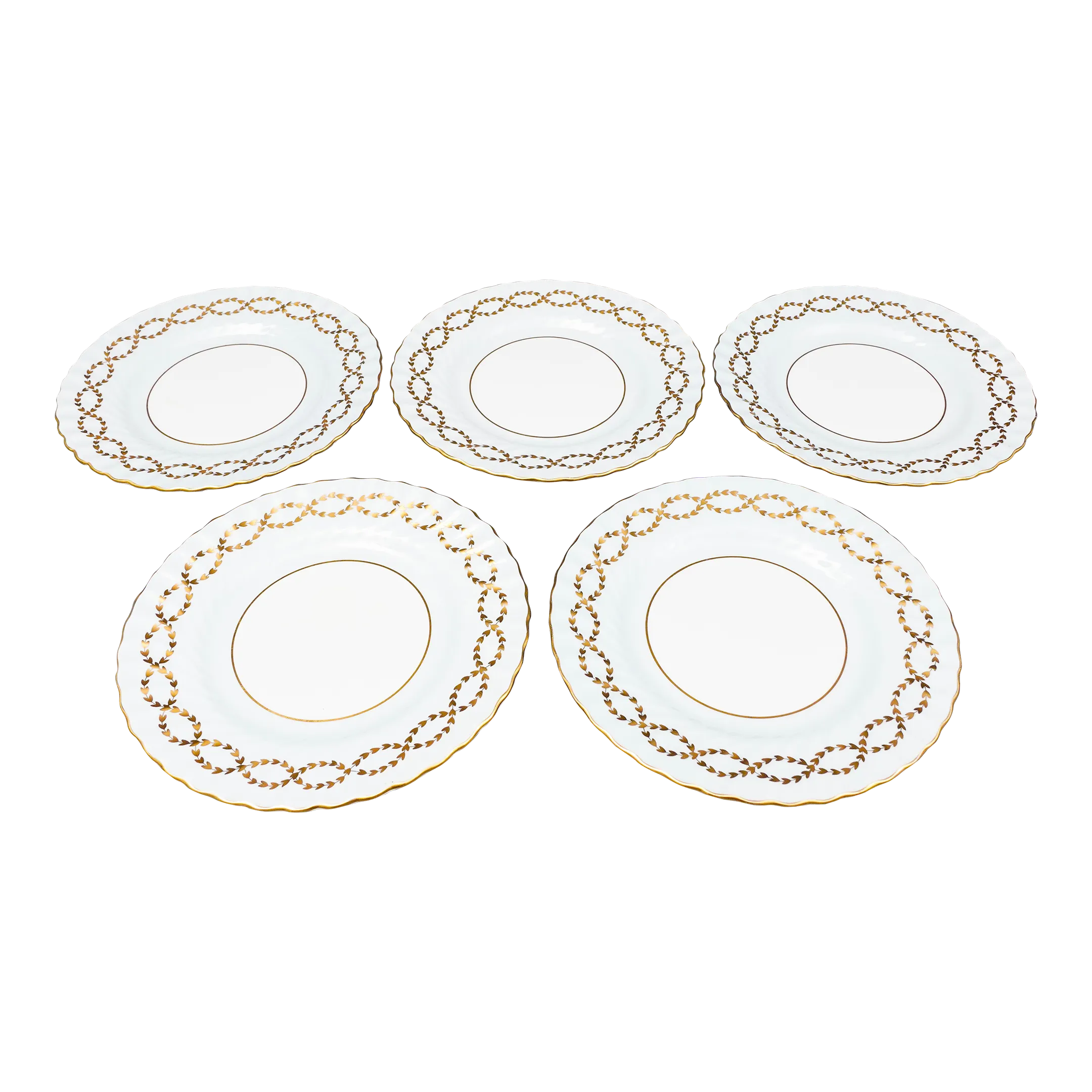 Late 20th Century Minton England S600 Gold Laurel Leaves Light Blue ...