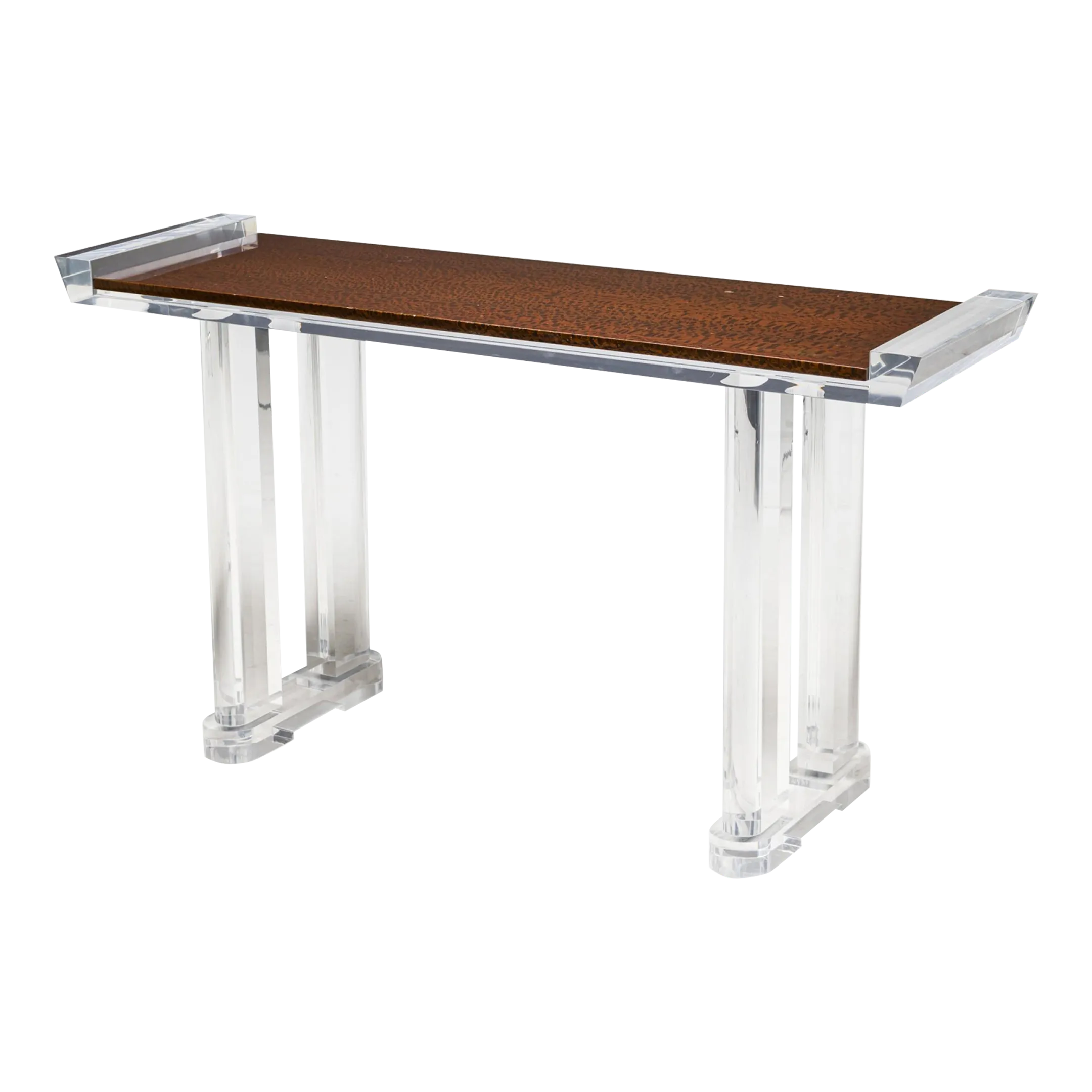 American Contemporary Lucite Console Table with Glass Top | Chairish