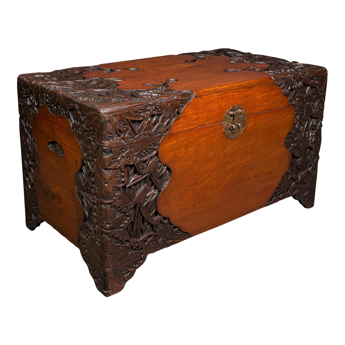 1930s Large Vintage Carved Linen Chest | Chairish
