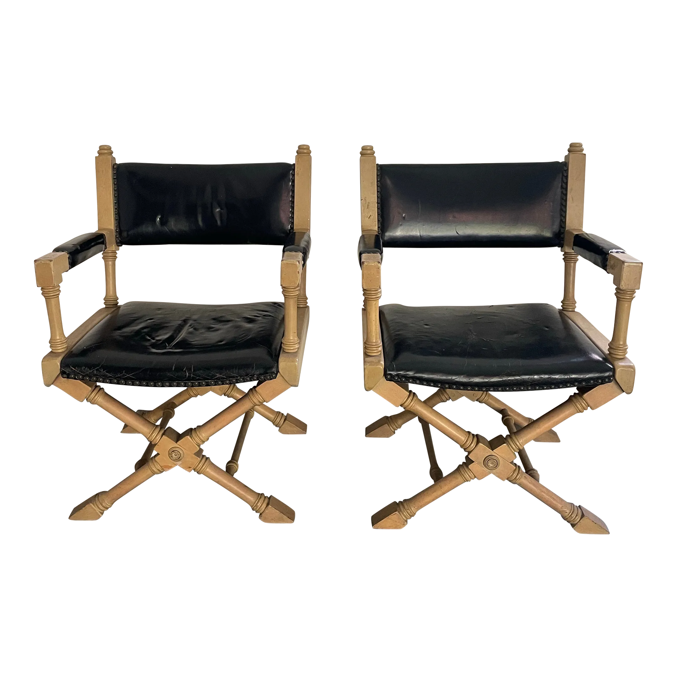 Mid Century Campaign Directors Style Chairs | Chairish