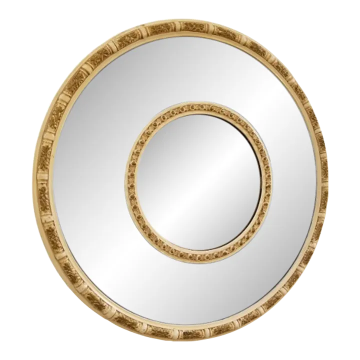 1930s Nurre Co Art Deco Cobalt Blue and Clear Glass Round Mirror | Chairish