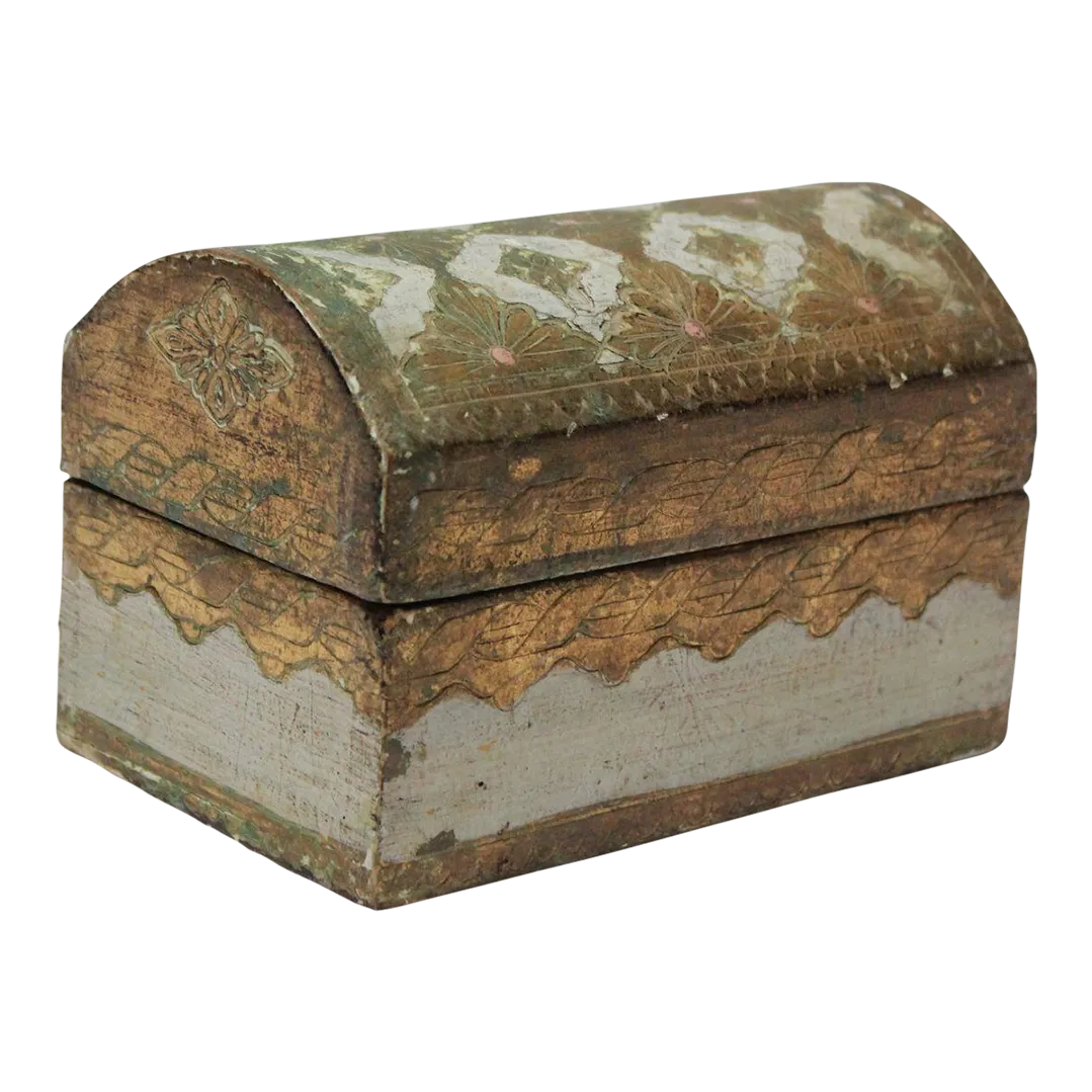 Vintage Italian Florentine Gilt-Wood Domed Box | Chairish