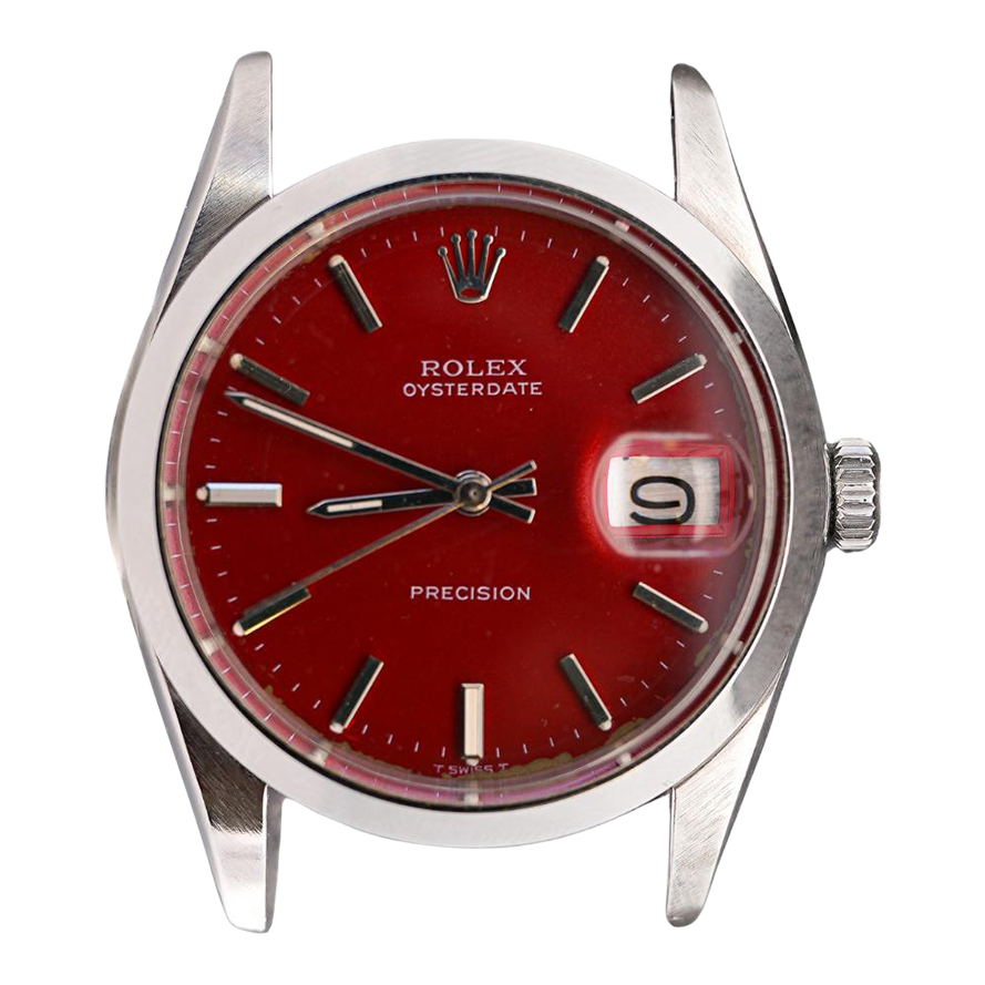 1960s Rolex Precision OysterDate Red Dial 34mm Watch Face | Chairish