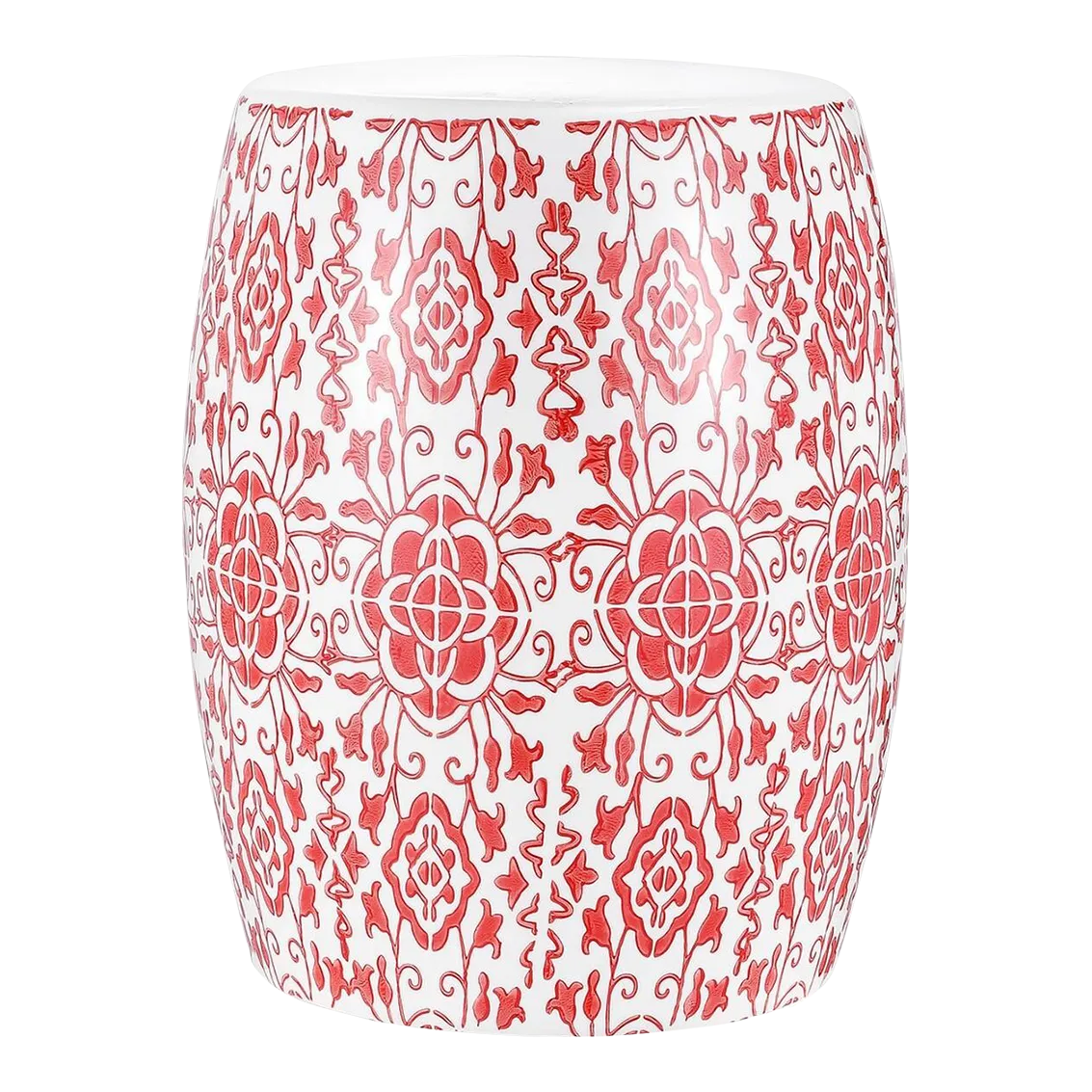 Sebryna Garden Stool - Red/White | Chairish