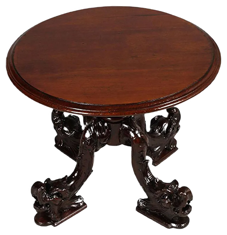 Antique Carved Oak Gothic Coffee Table, 1850s | Chairish