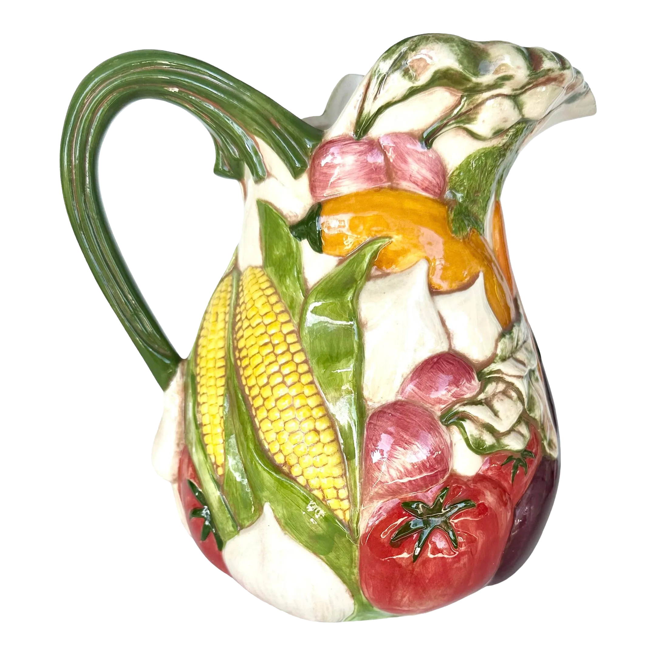 Vintage Ceramic Pitcher Jug Vegetables Multi Color Love Debbie ...