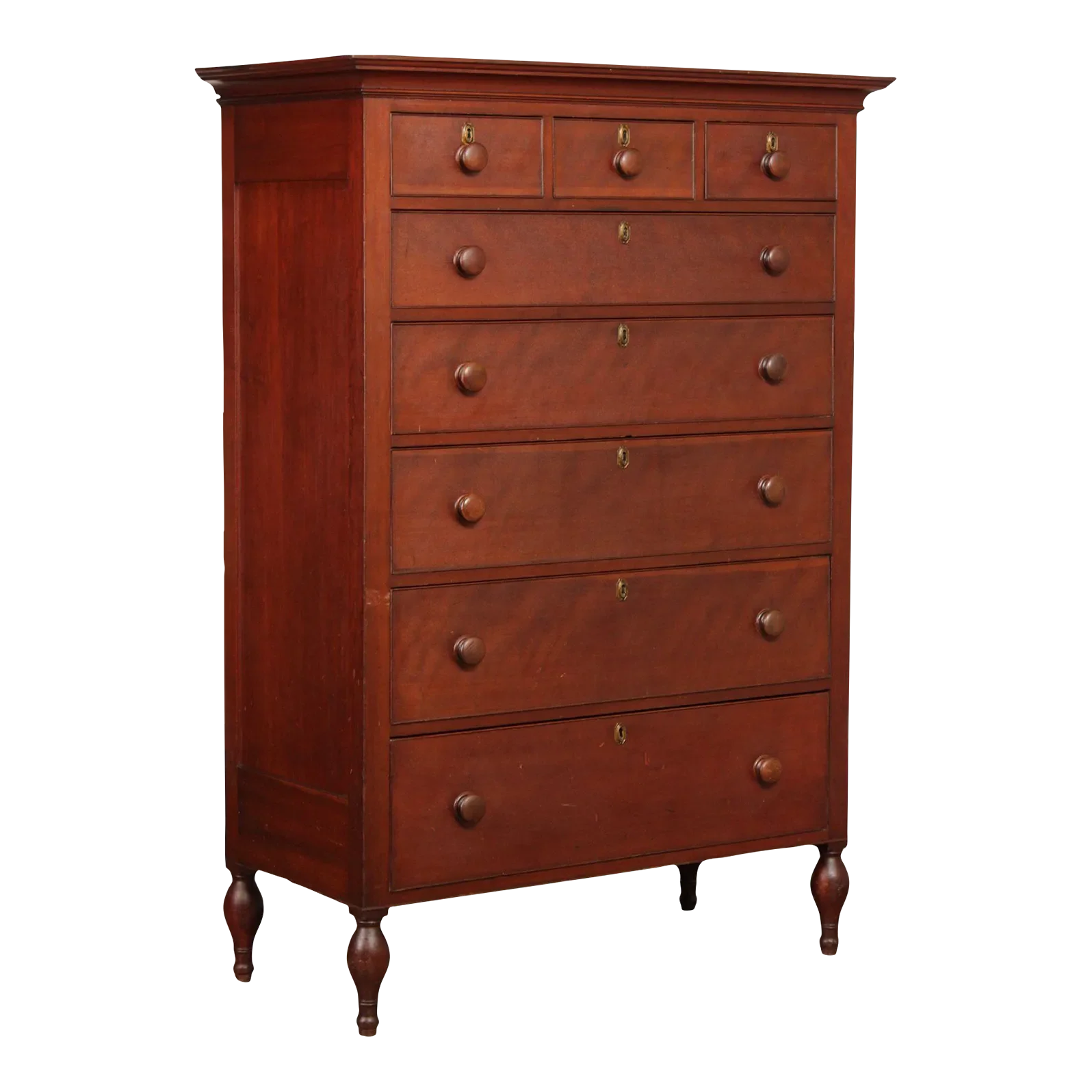 Antique Pennsylvania Sheraton Cherry Tall Chest of Drawers | Chairish