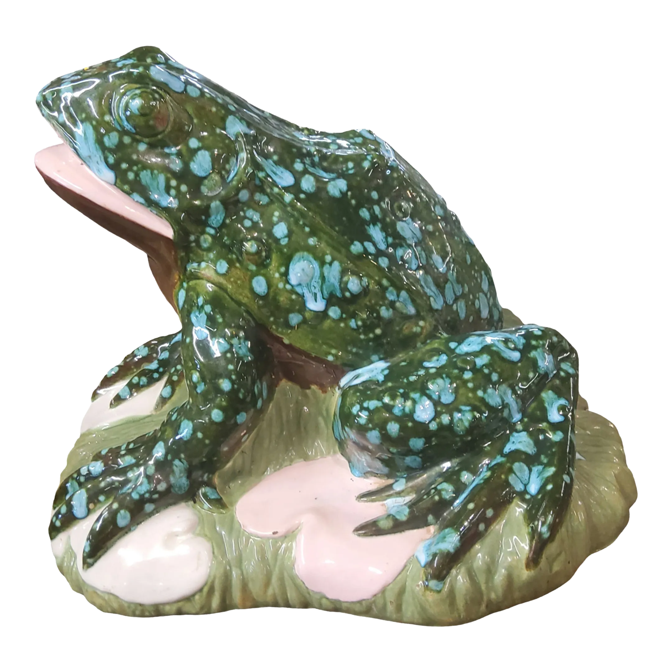 Large 1970s Ceramic Glazed Pottery Frog | Chairish