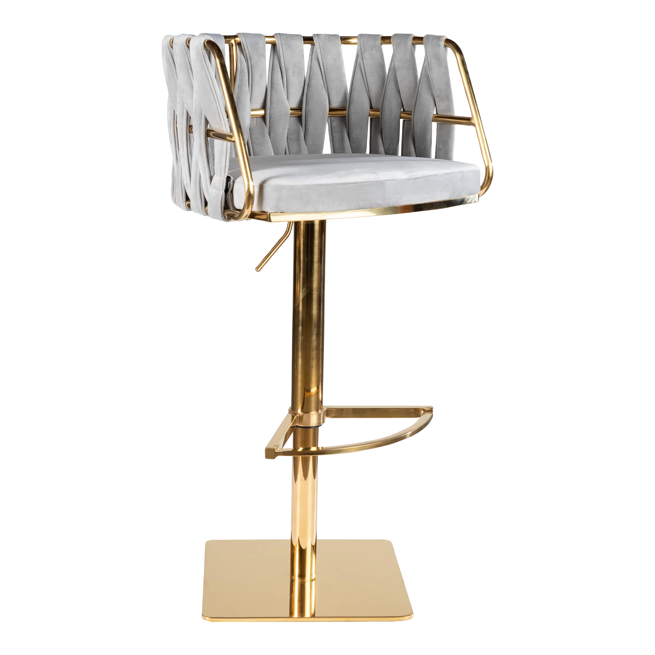Milano Adjustable Swivel Counter Bar Chair in Gray & Gold | Chairish