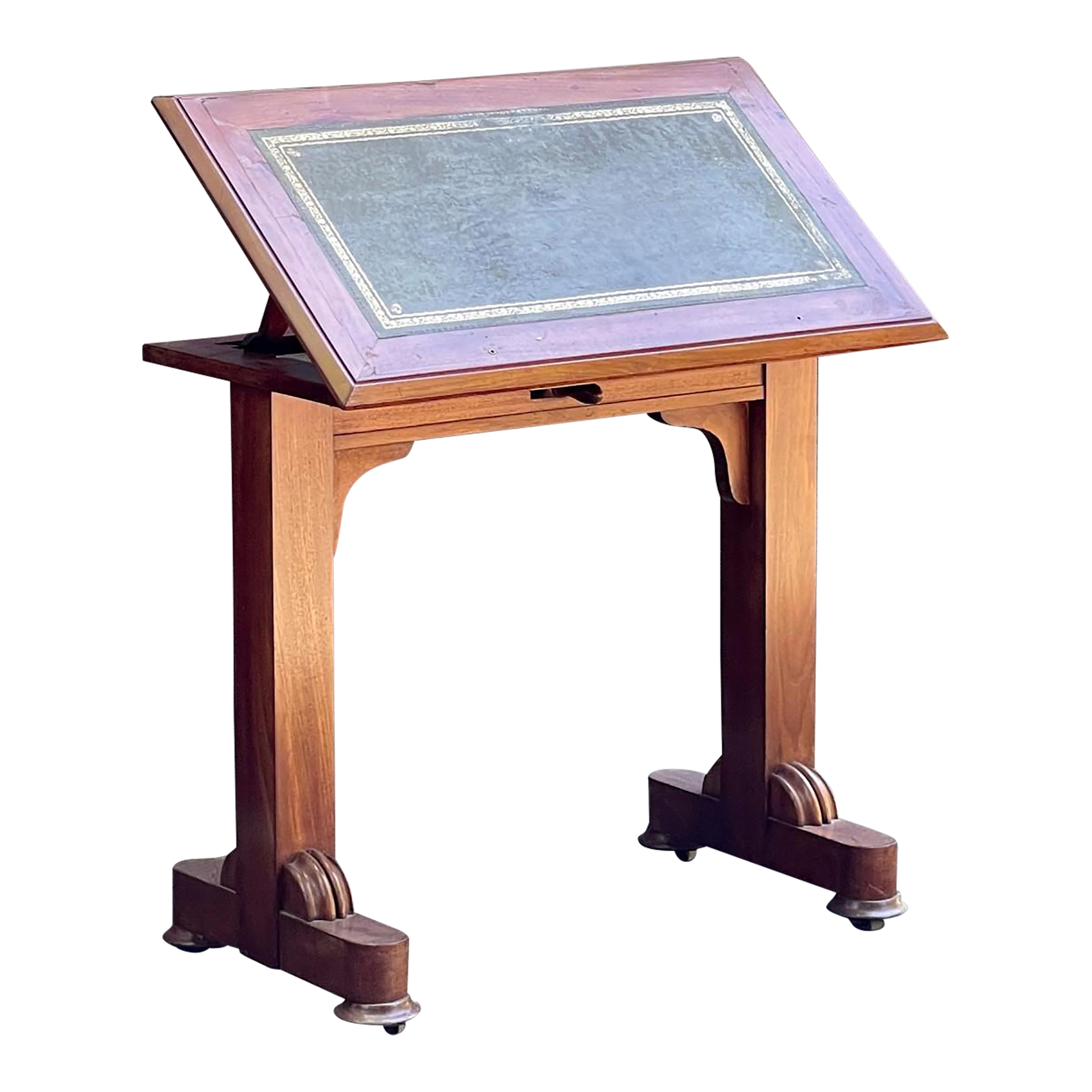 Antique 19th Century Leather Top Mahogany Library Lectern Table | Chairish