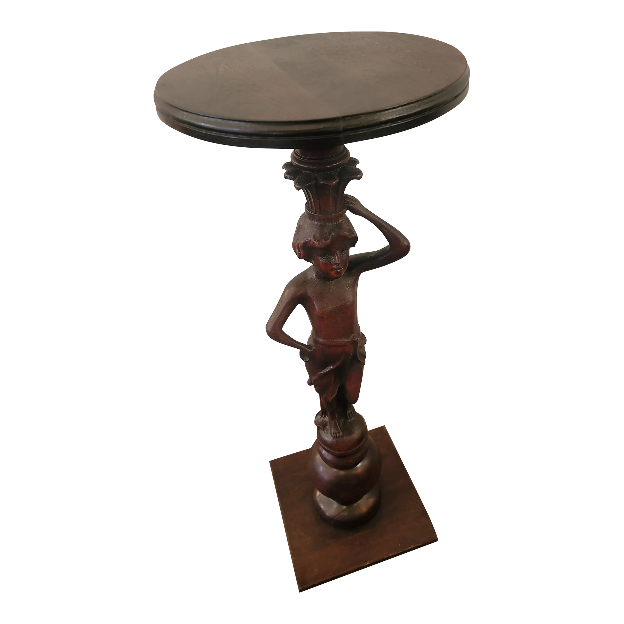 Antique Italian Carved Figural Lady Pedestal Table | Chairish