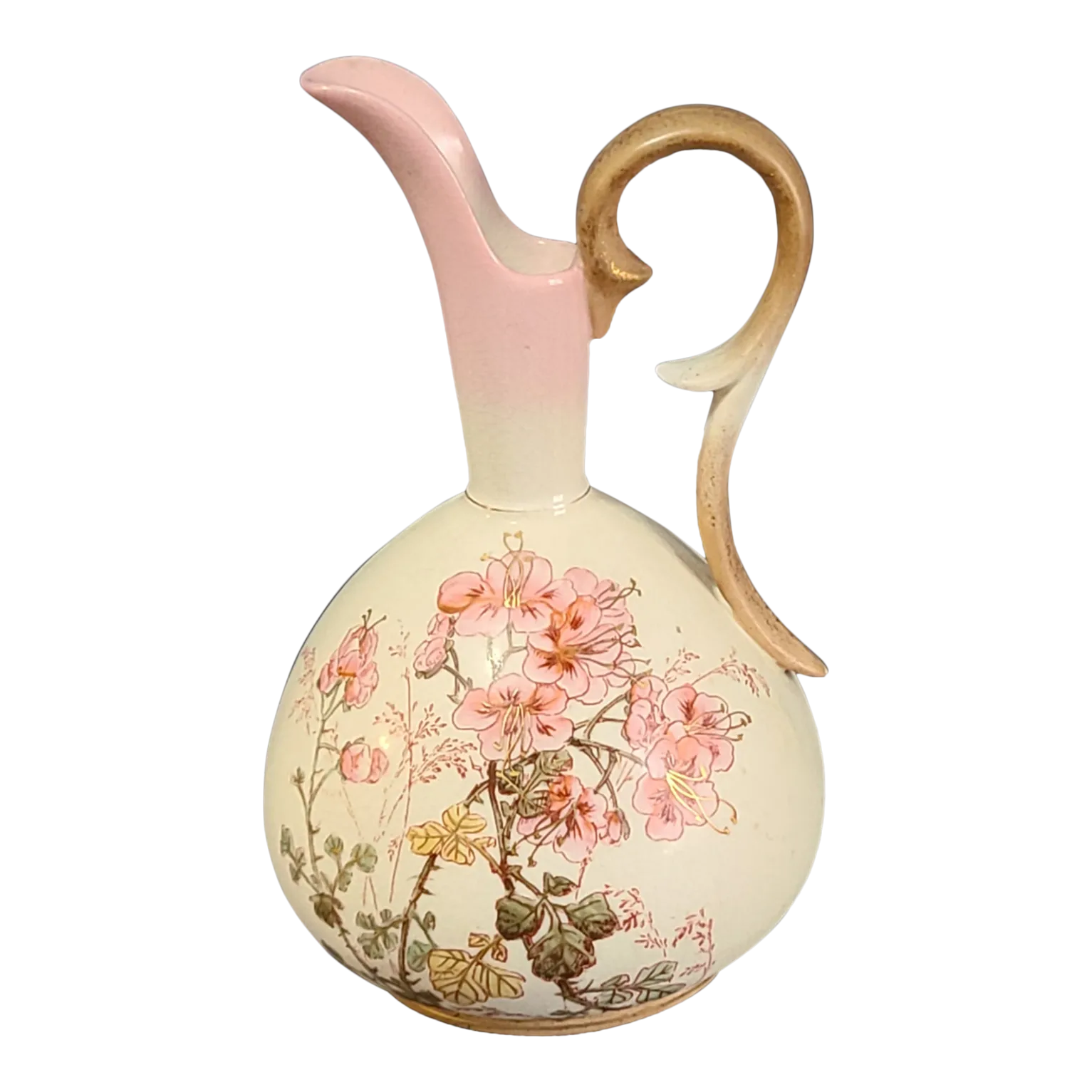 Antique Rh Austrian Hand Painted Pink Floral Robert Hanke Ewer Vase | Chairish
