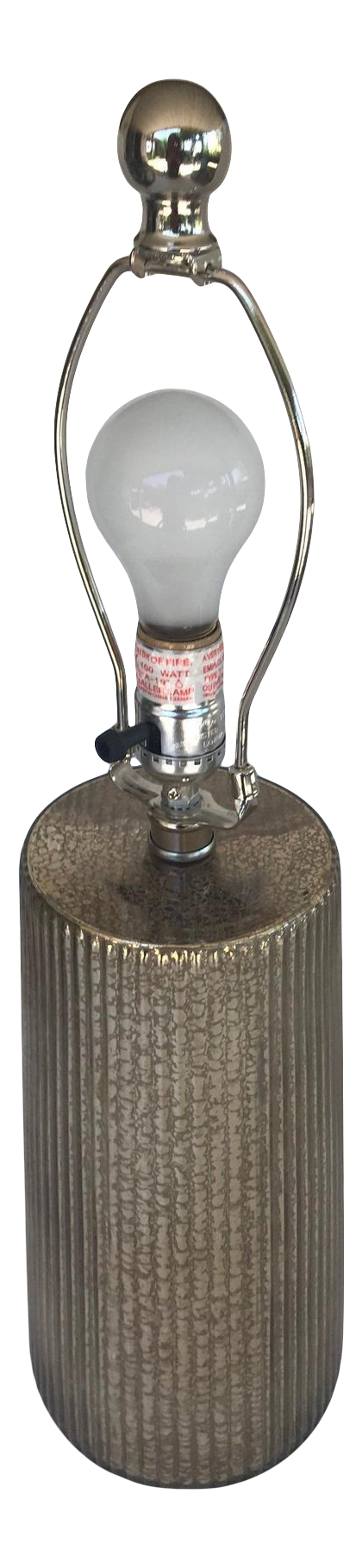 Vintage 1990s Ribbed Gold Flecked Round Glass Base Table Lamp | Chairish