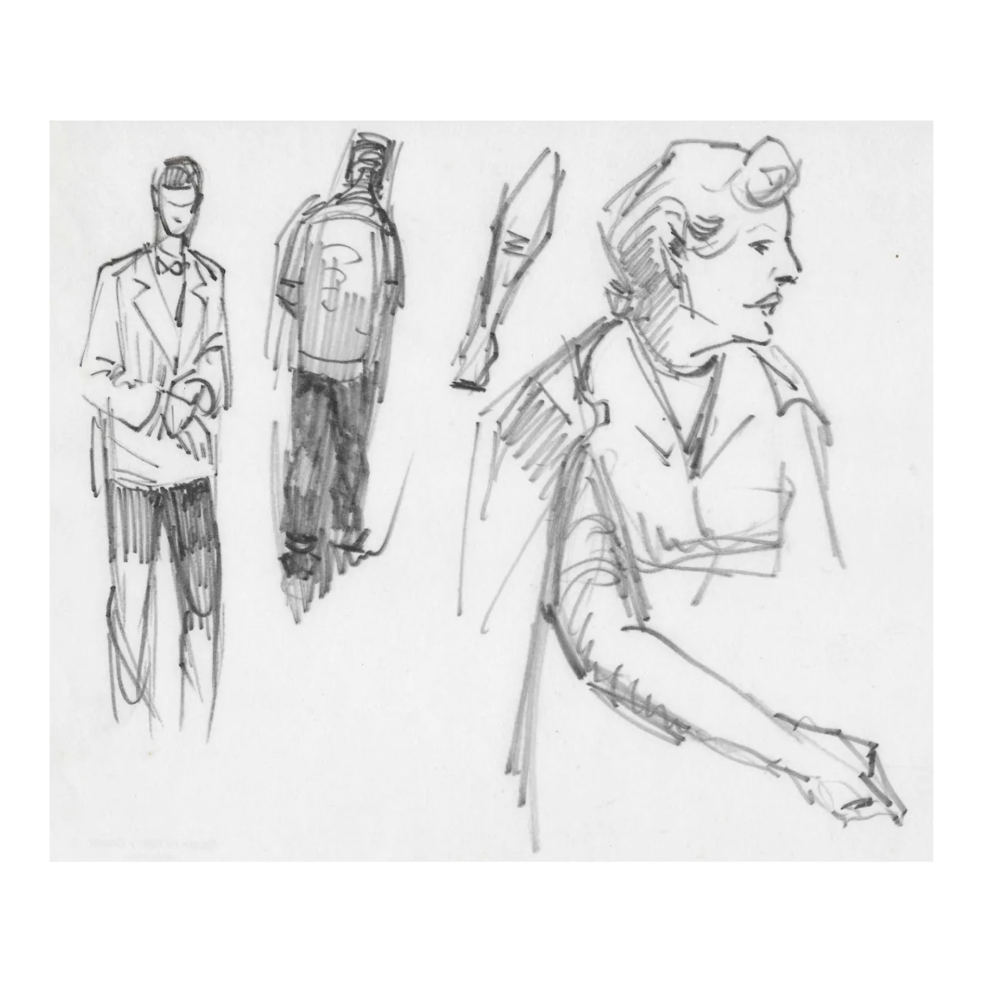 1950s Henry Gasser Figure Study Drawing | Chairish