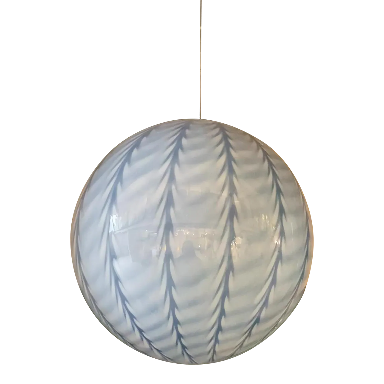 Contemporary Blue and Milky-White Spider Sphere Pendant in Murano Glass ...