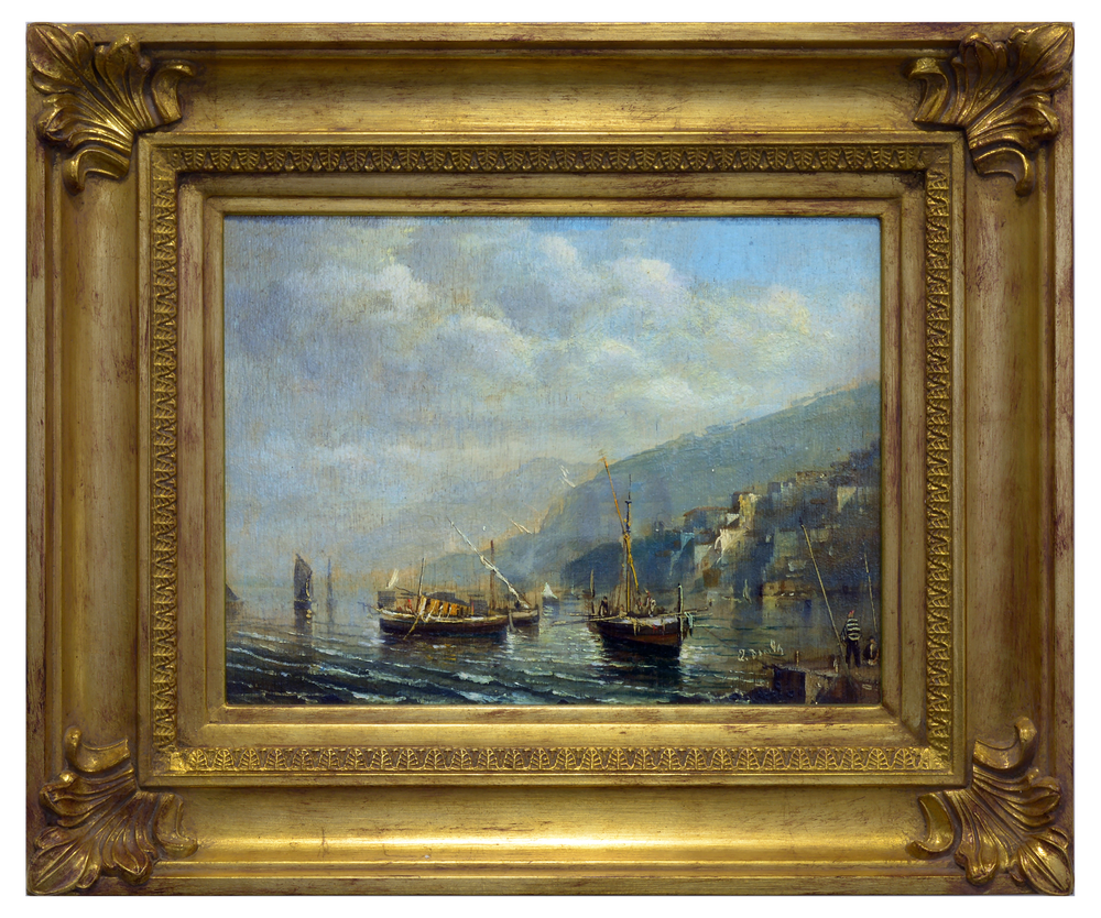 Luigi Basile, Marina, 1980s, Oil Painting, Framed | Chairish