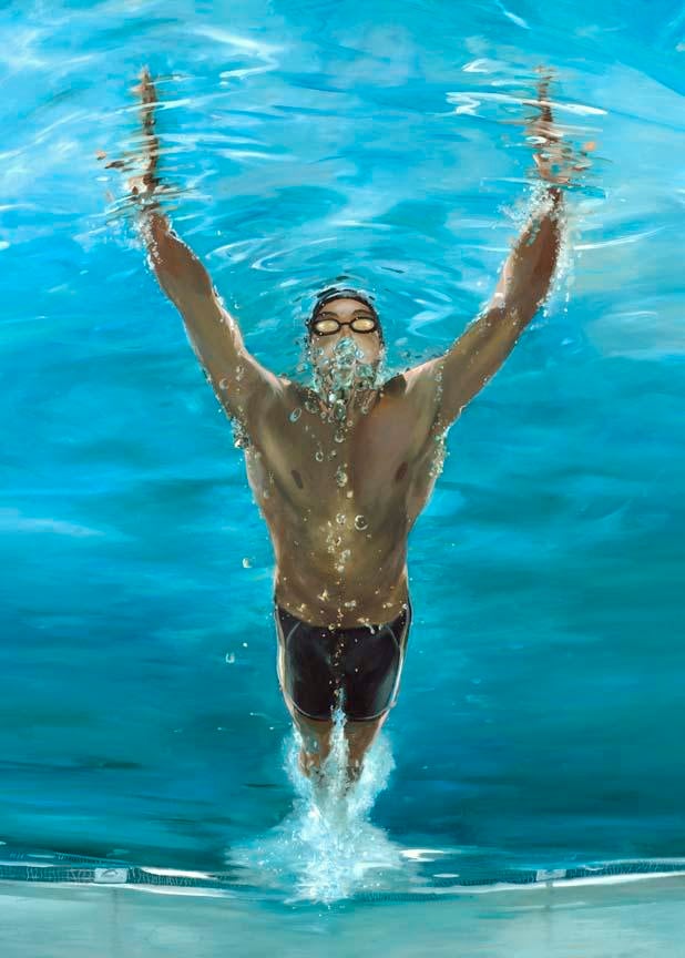Eric Zener Fine Art Giclee Swimmer Print, Signed by Michael Phelps ...