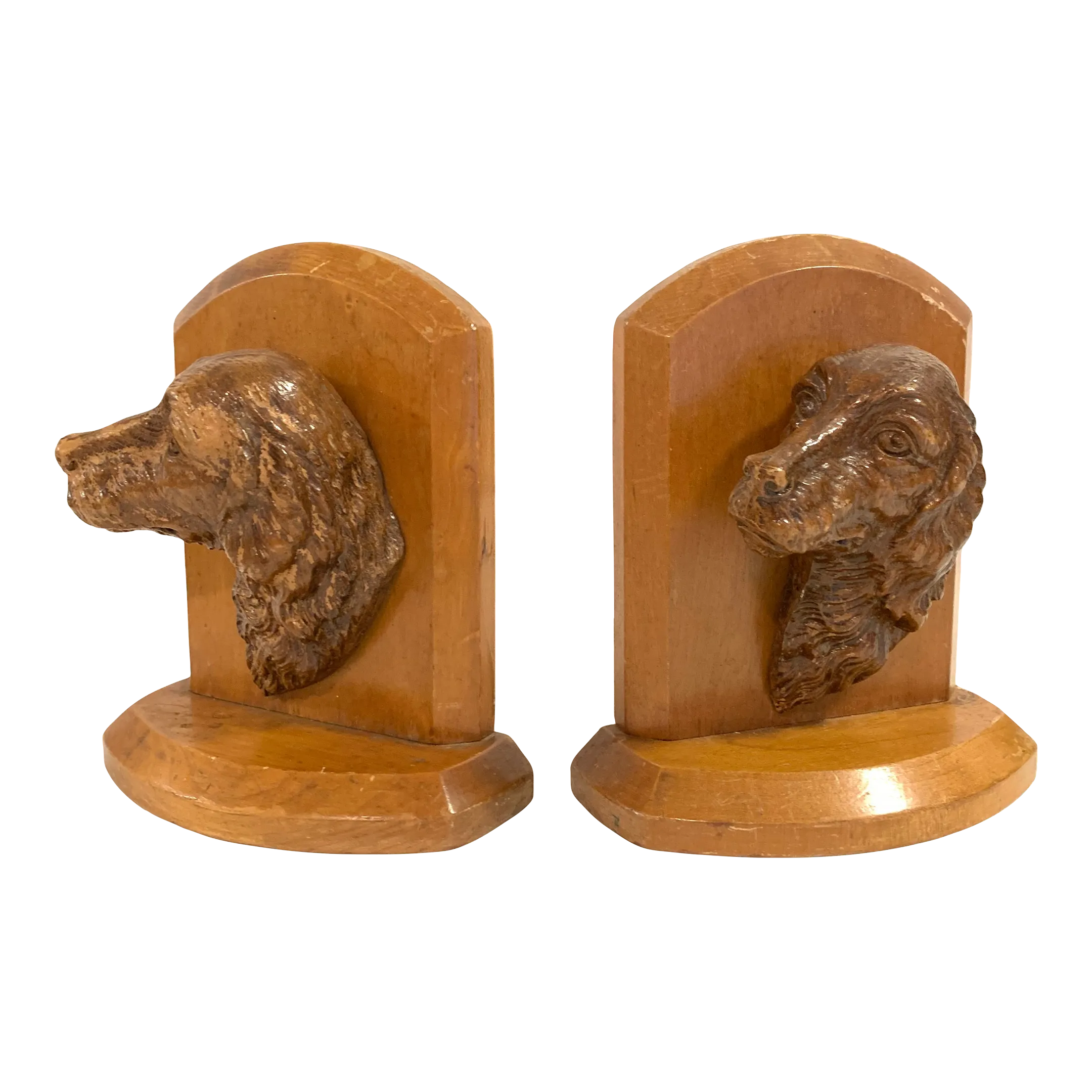 Vintage Mid 20th Century Wood Hunting Dog Bookends- a Pair | Chairish