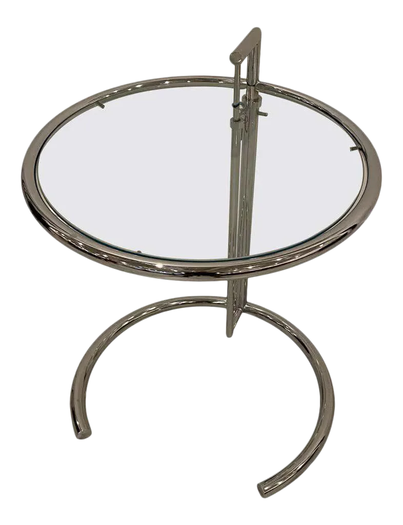 Mid-Century Modern Chrome and Glass Adjustable Table | Chairish