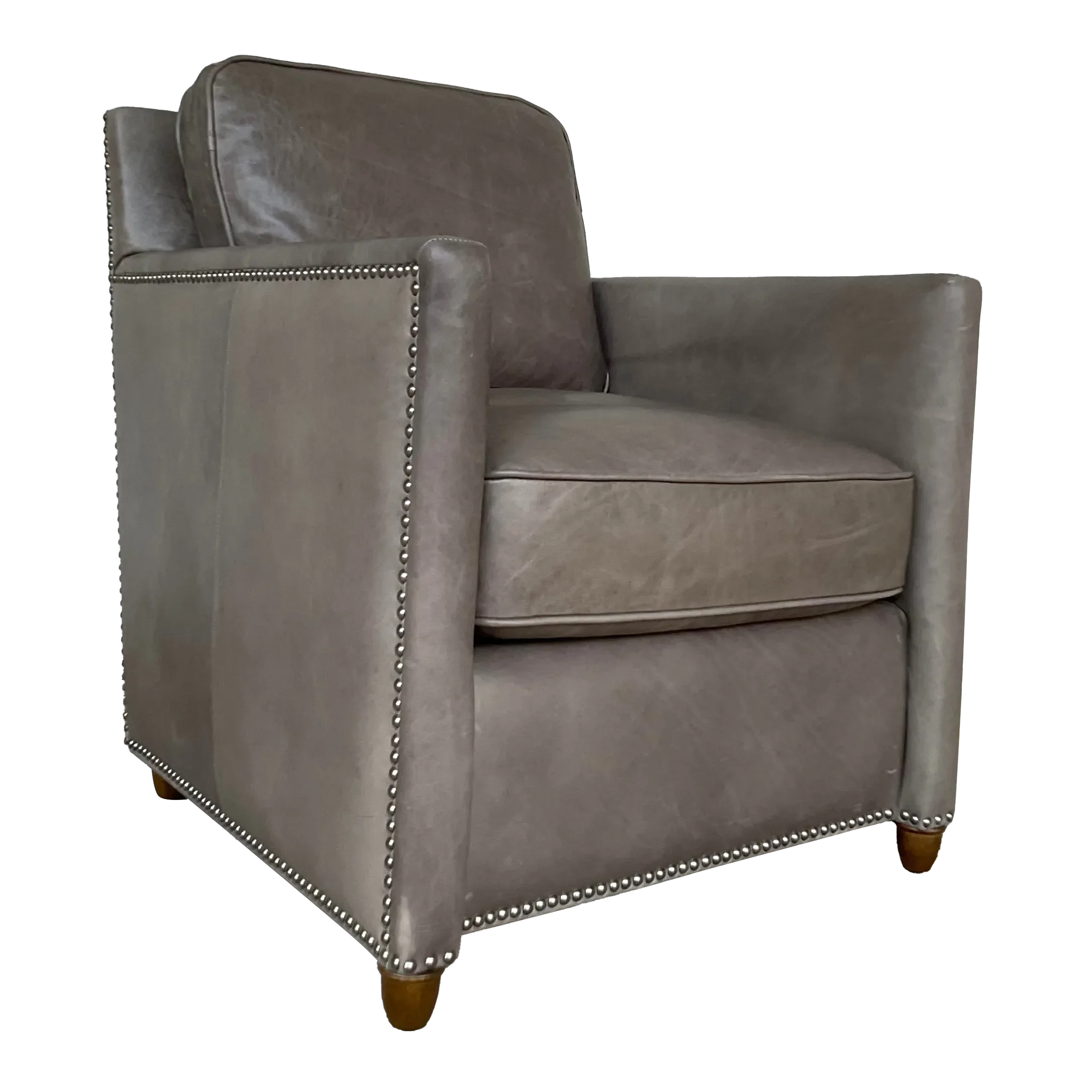 Revelation Modern Gray Leather Roosevelt Club Chair