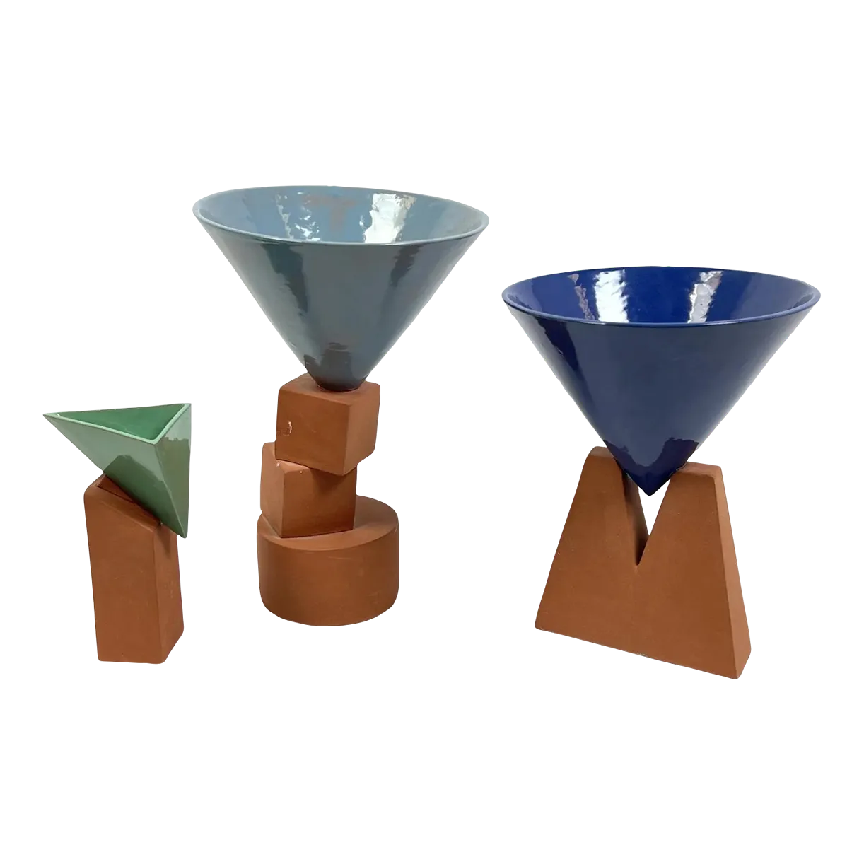Contemporary Abstract Pottery Vessels - Set of 3 | Chairish
