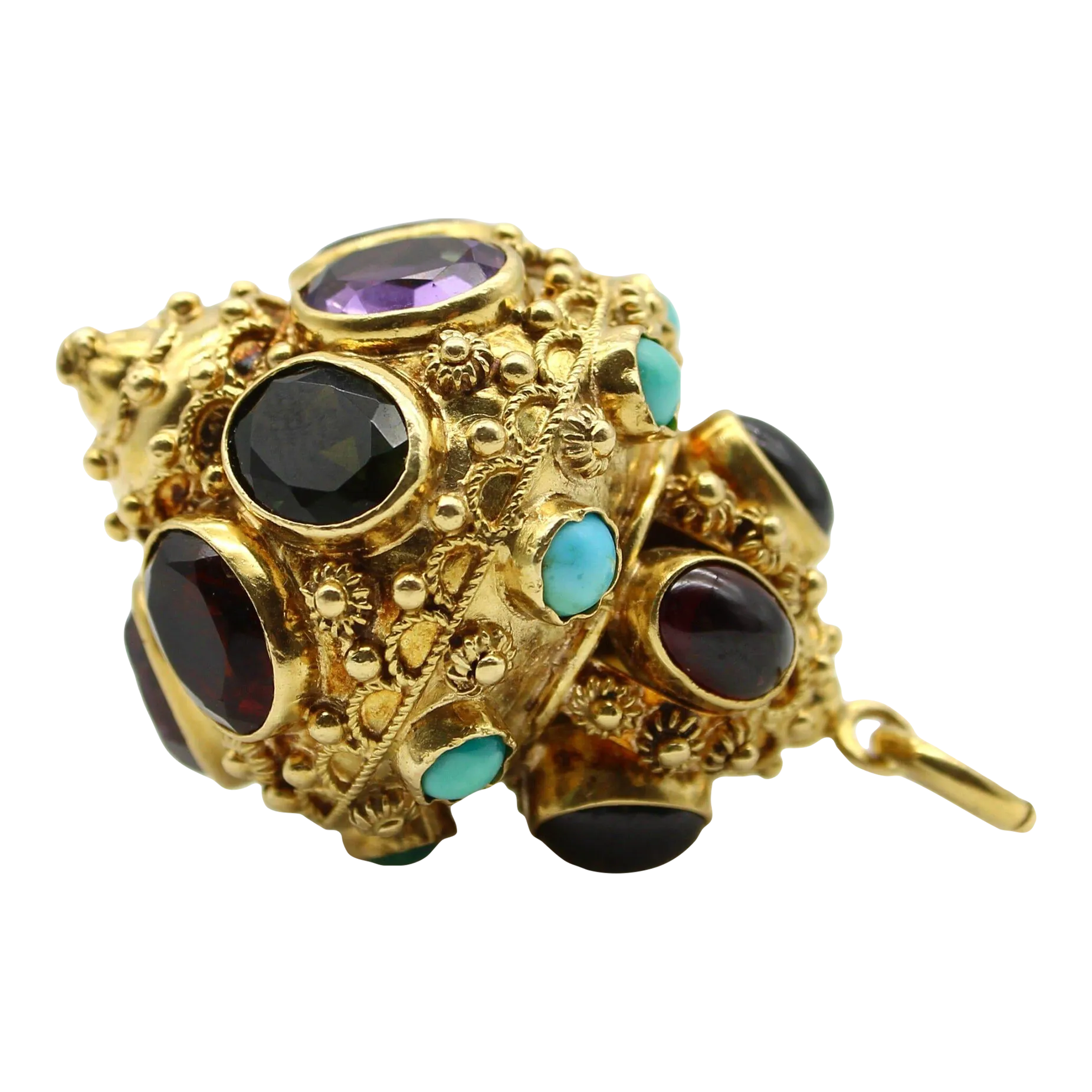 1960s Vintage 18k Gold Etruscan Revival Extra Large Lantern Charm With ...