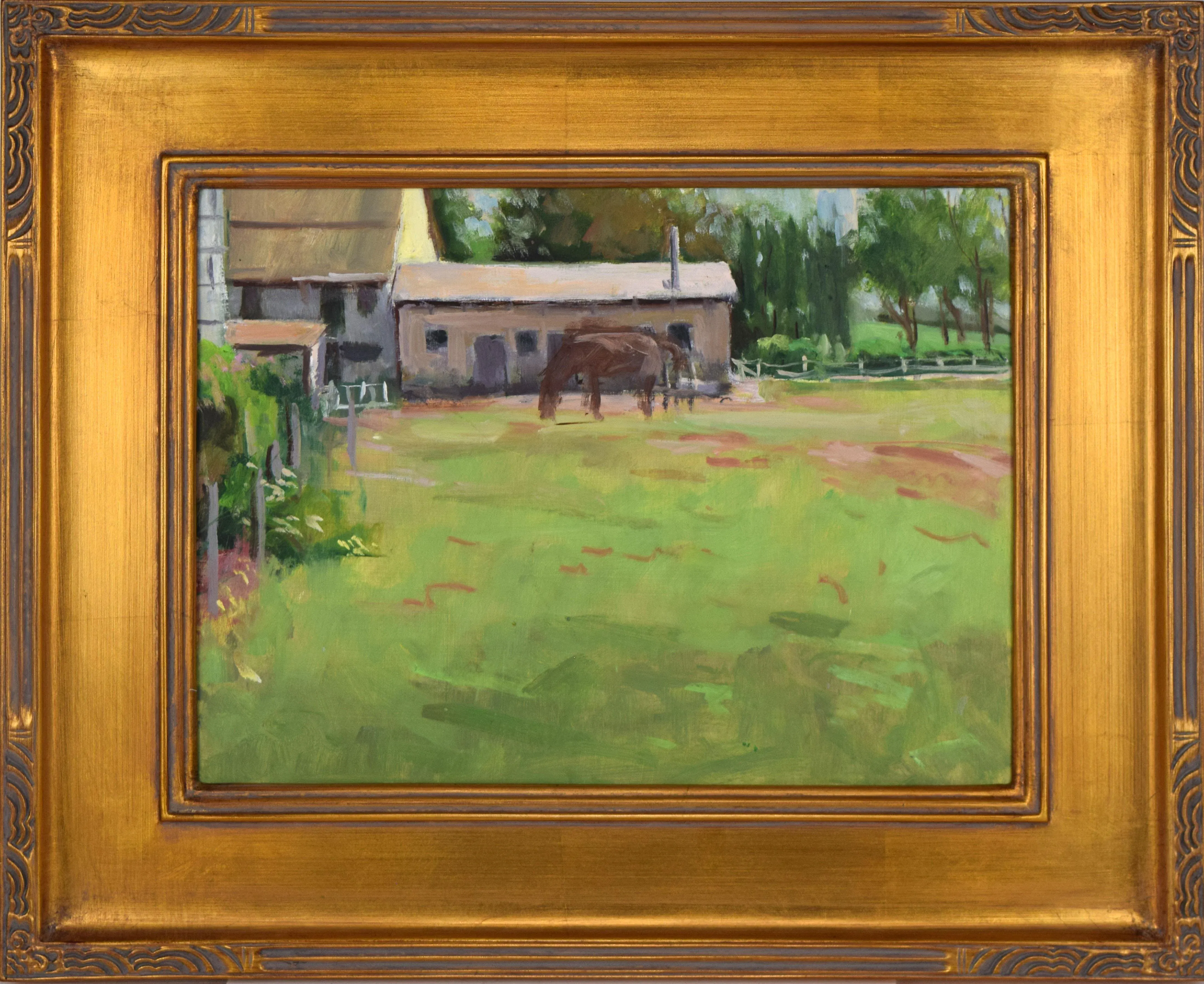 Vintage American Impressionist Landscape Oil Painting With Horse by ...