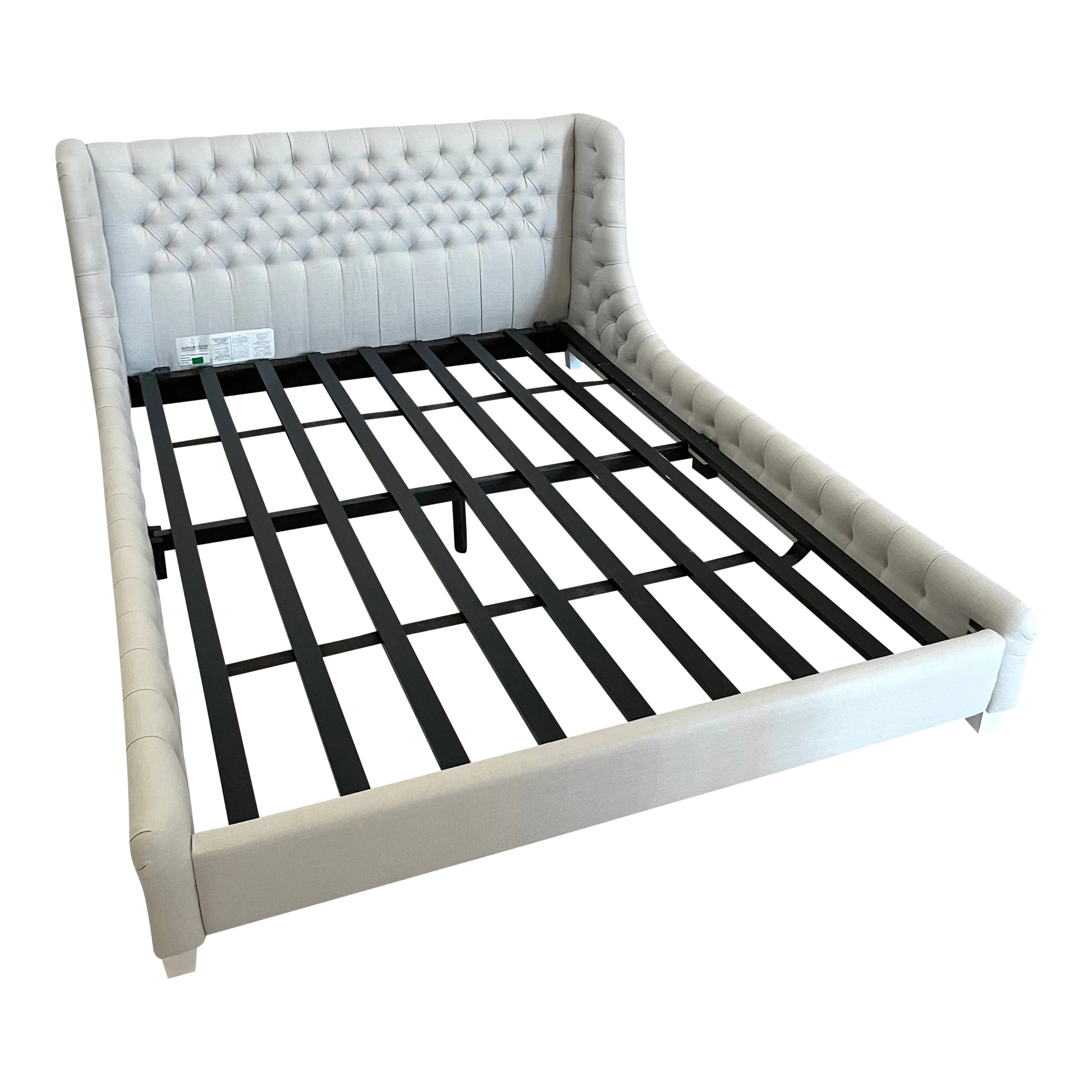 Restoration Hardware Devyn Gray Linen Tufted Wing Bed - Queen Size ...