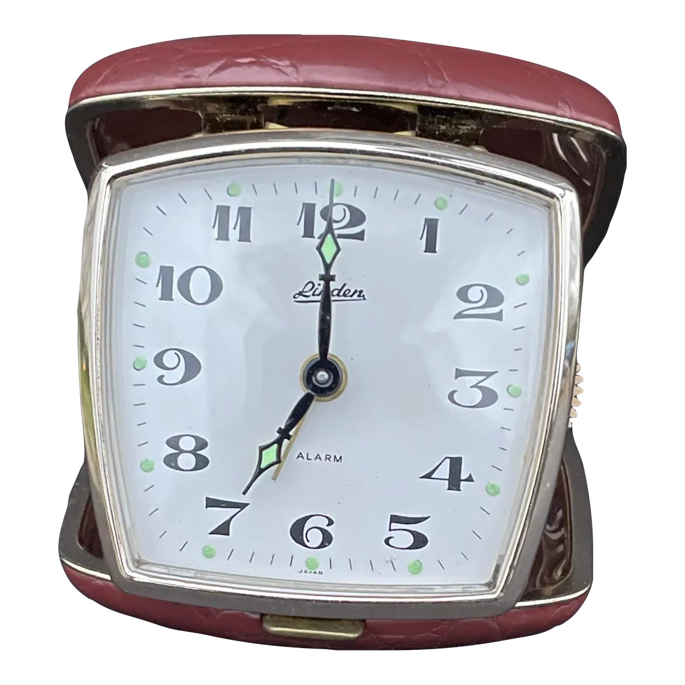 Vintage Linden Travel Alarm Clock in Leather Case | Chairish