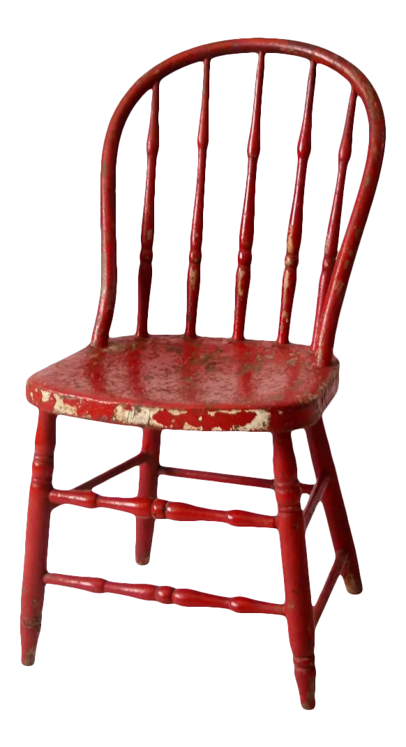 Antique Red Spindle Back Chair | Chairish