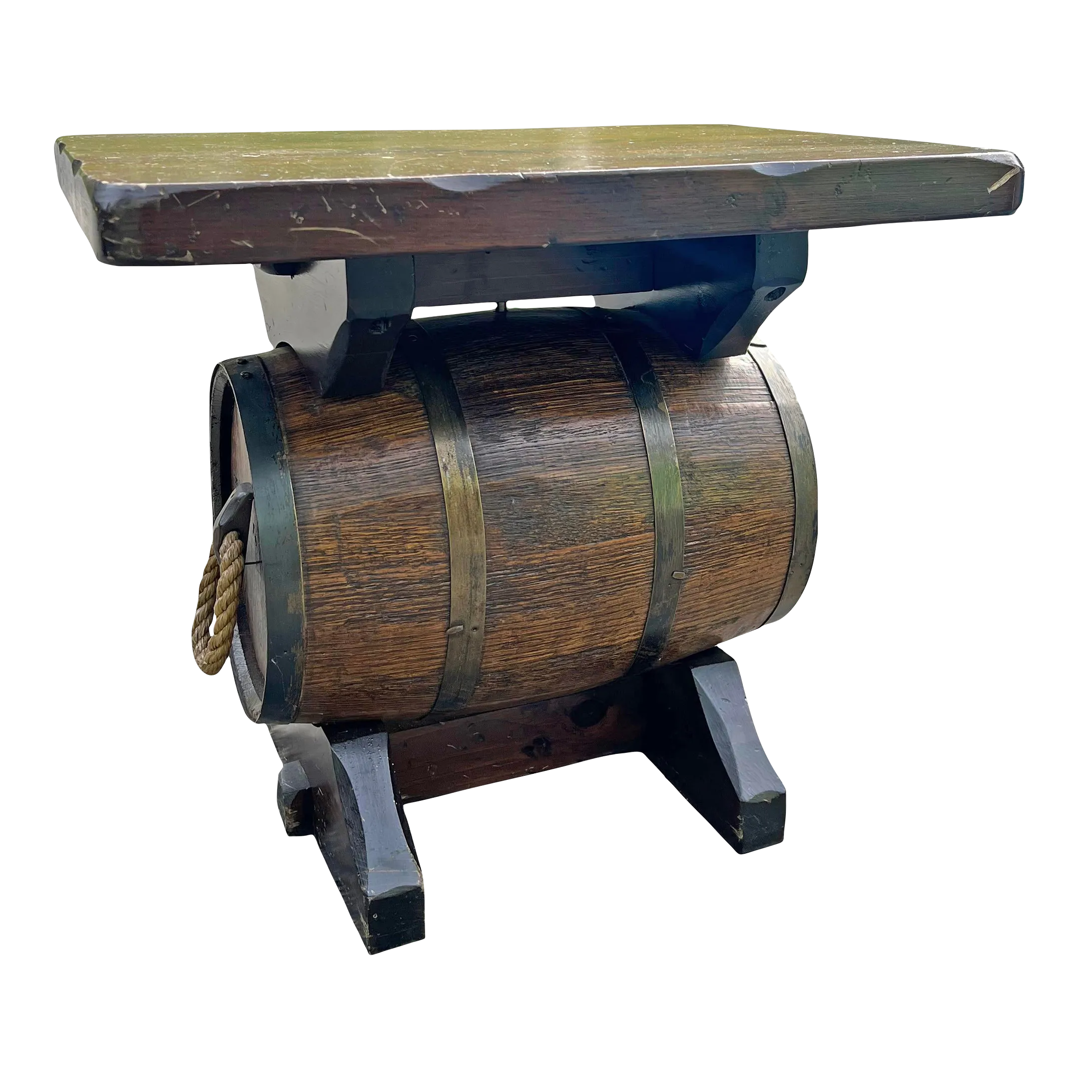 1970s Vintage Barrel Accent Side Table by Night Watch Lamp Co. Rustic ...