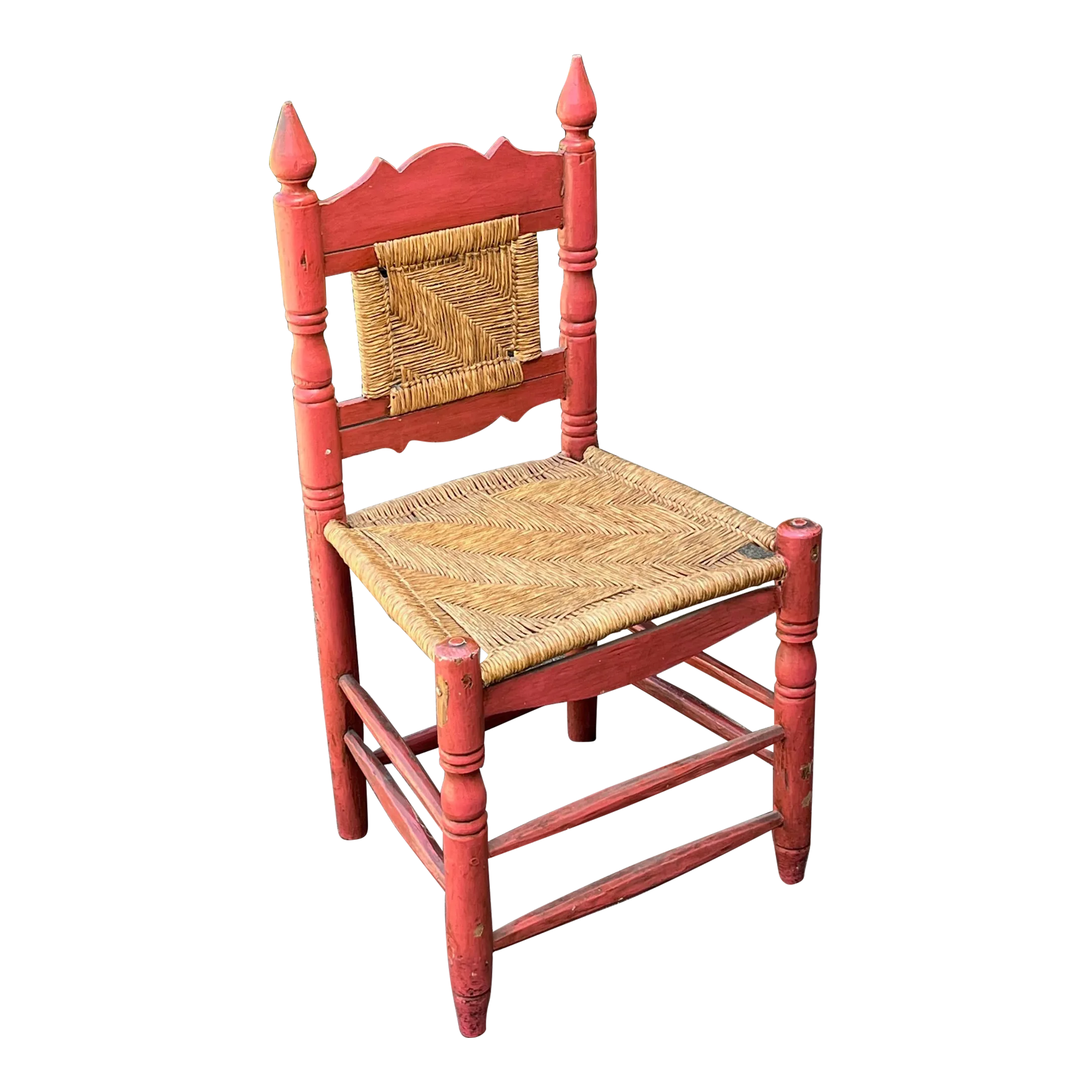 Rustic 1940s Mexican Low-Back Side Chair With Rush Seat & Back | Chairish