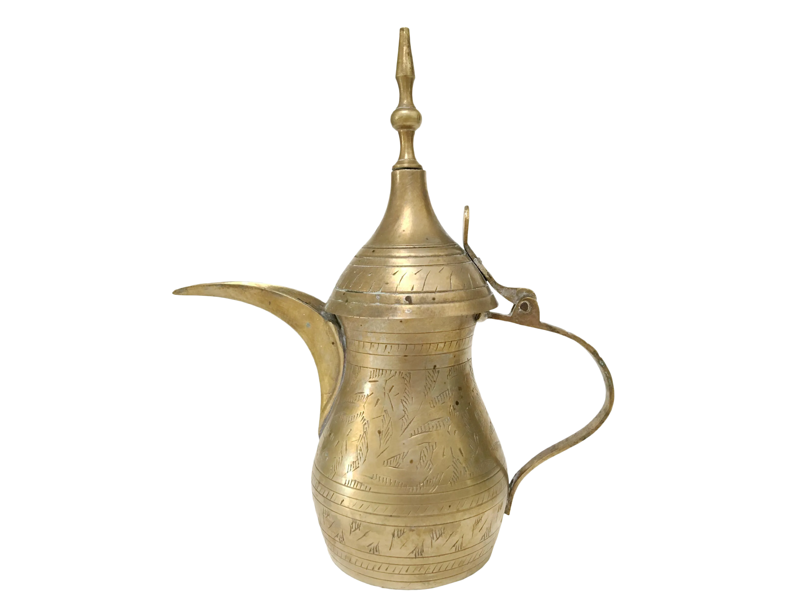 Vintage Hand Made Etched Brass Arabic Dallah Coffee Pot | Chairish